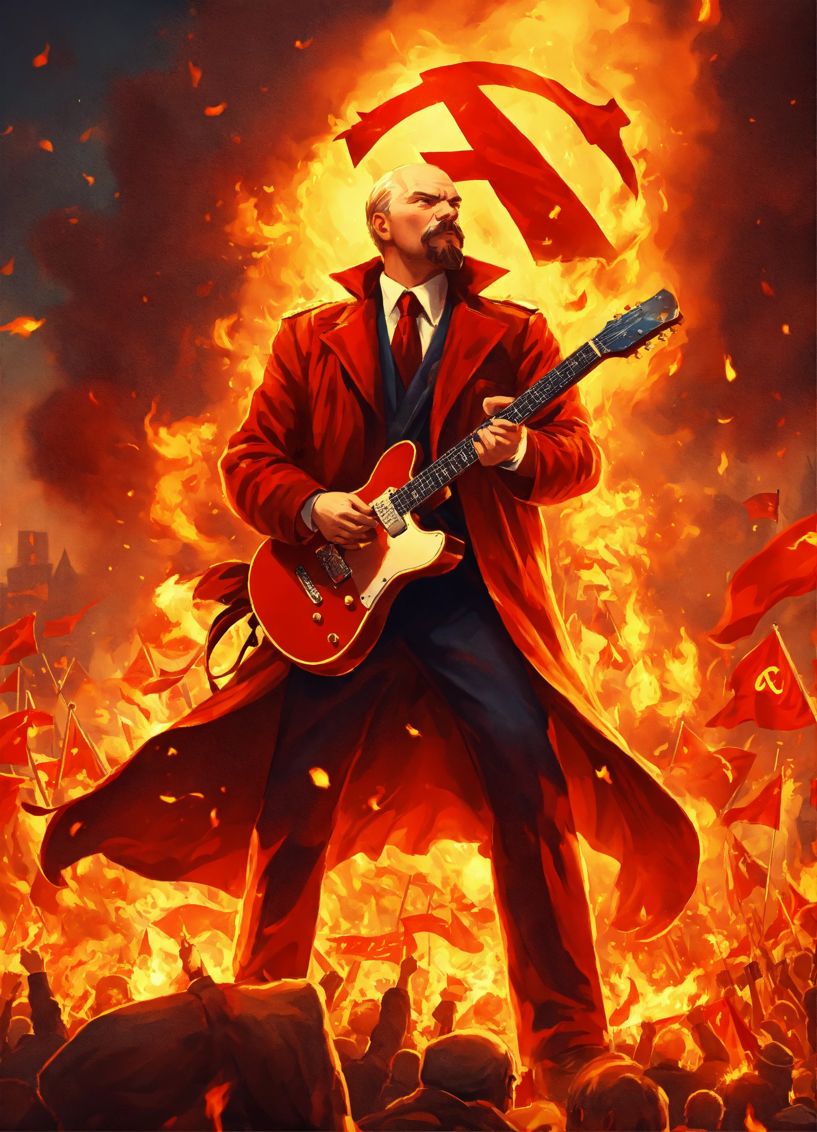 Lexica - Illustration Lenin, with a determined look, is playing a ...
