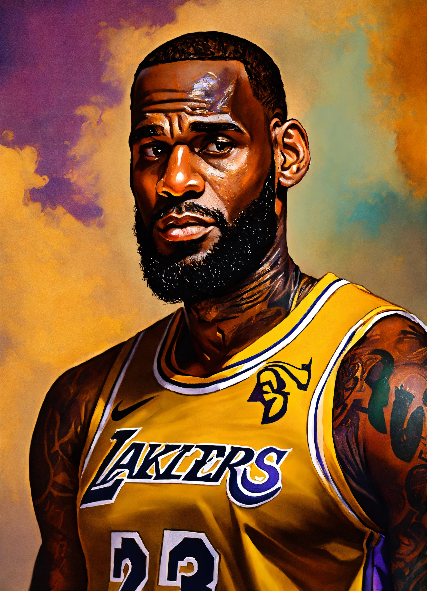 Lexica - Lebron James wearing a jersey, of Los Angeles lakers, brown ...