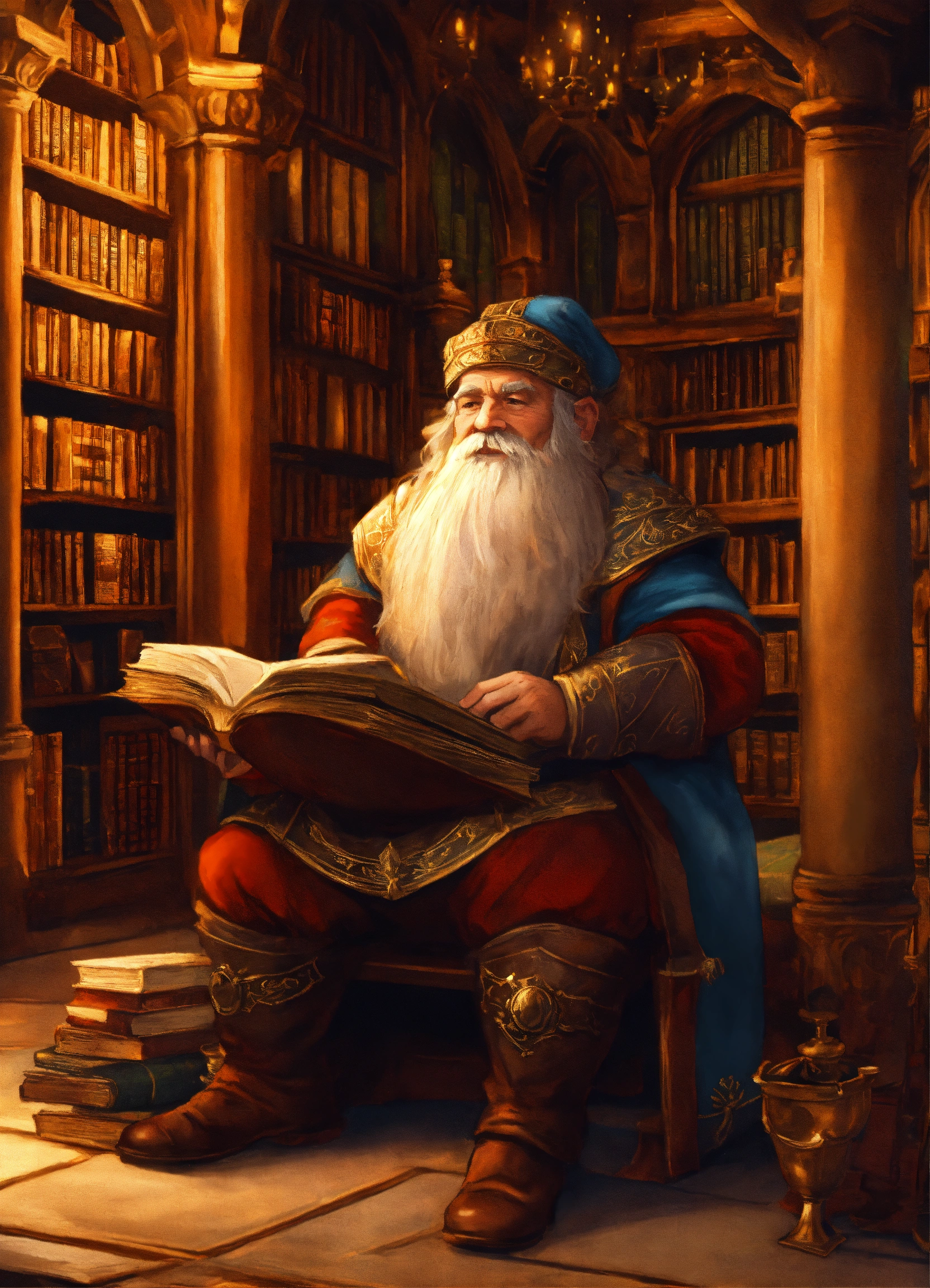 Lexica - Fantasy, old dwarf, palace library