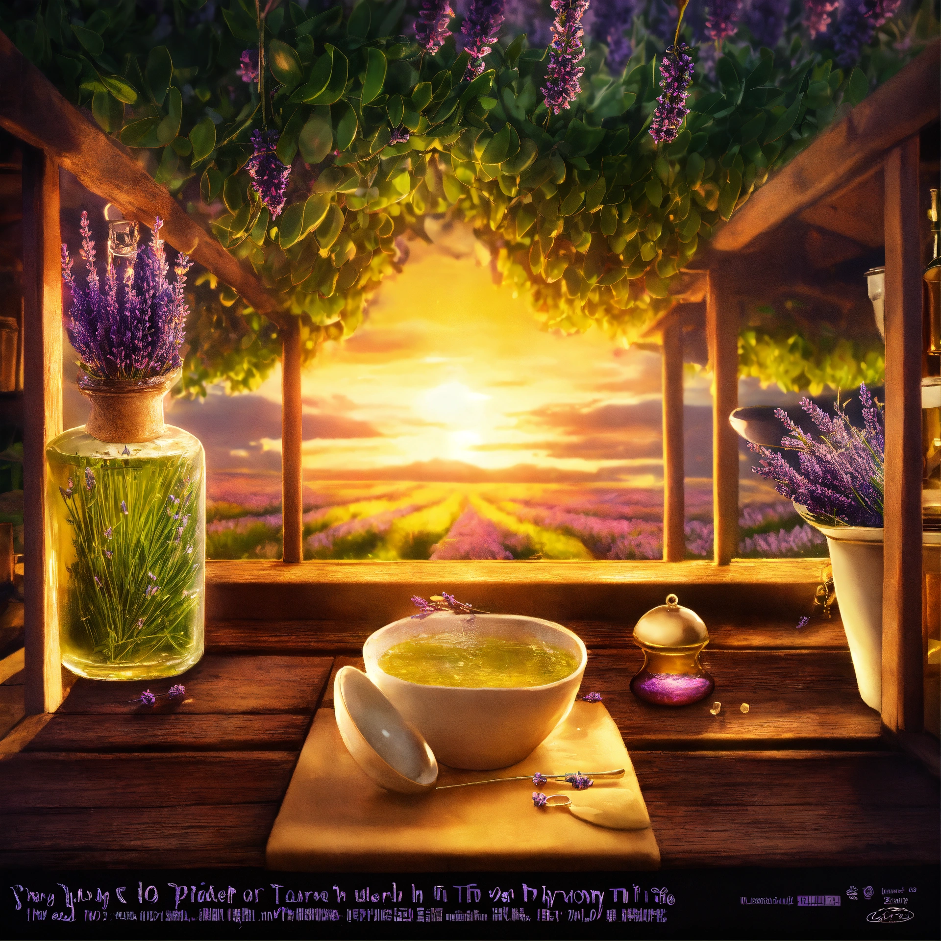 Lexica - Advertising image for lavender potion, photorealistic