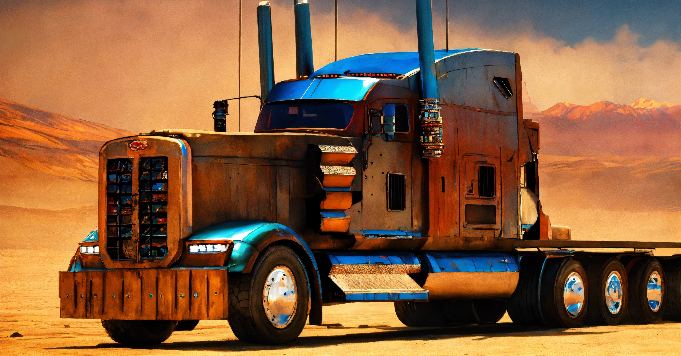 Lexica - Semi truck cyberpunk post-apocalyptic Peterbilt with a ...