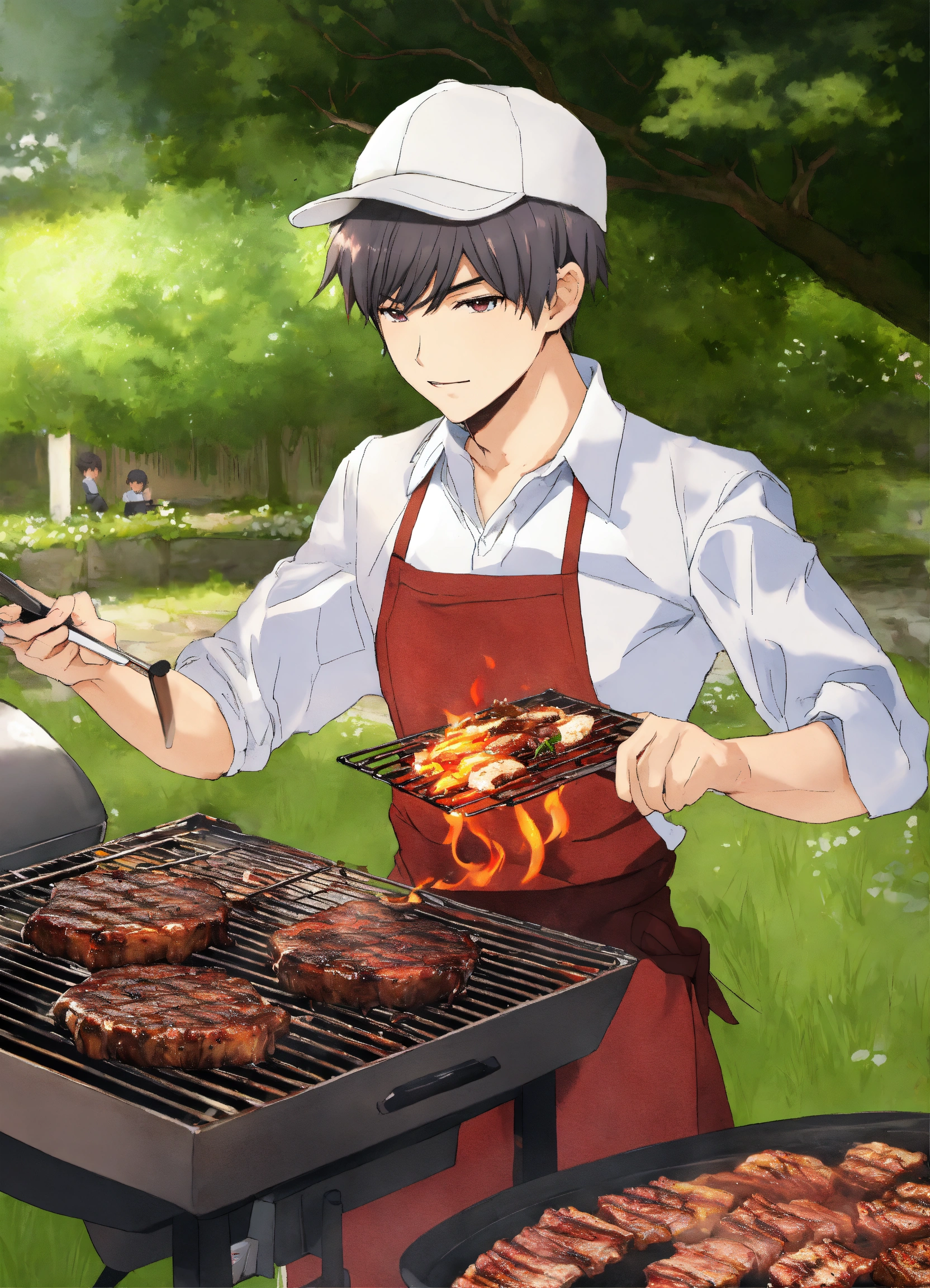 Lexica - Anime boy make bbq