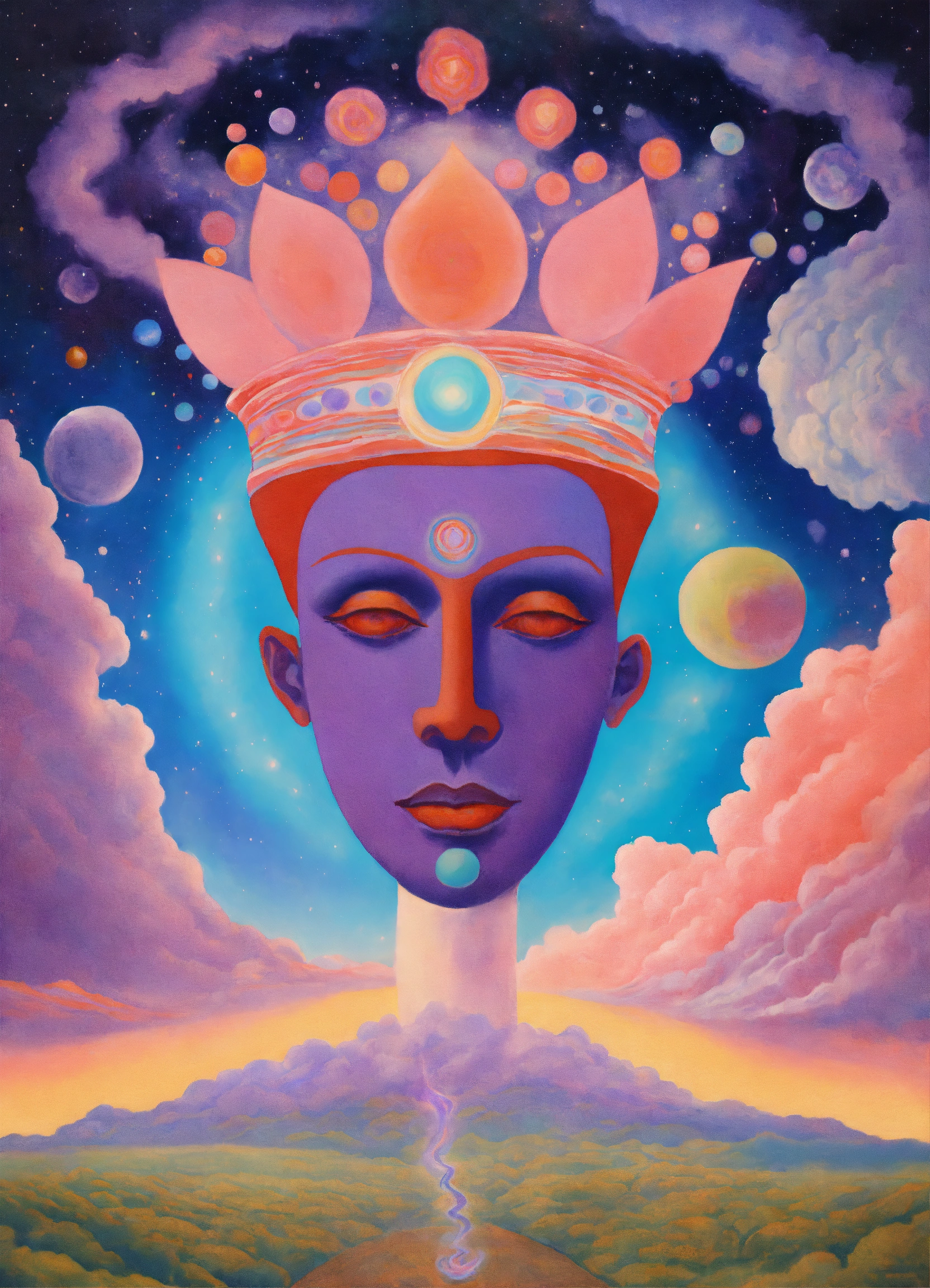 Lexica - Abstract guru smoking DMT, with universe coming out of his ...