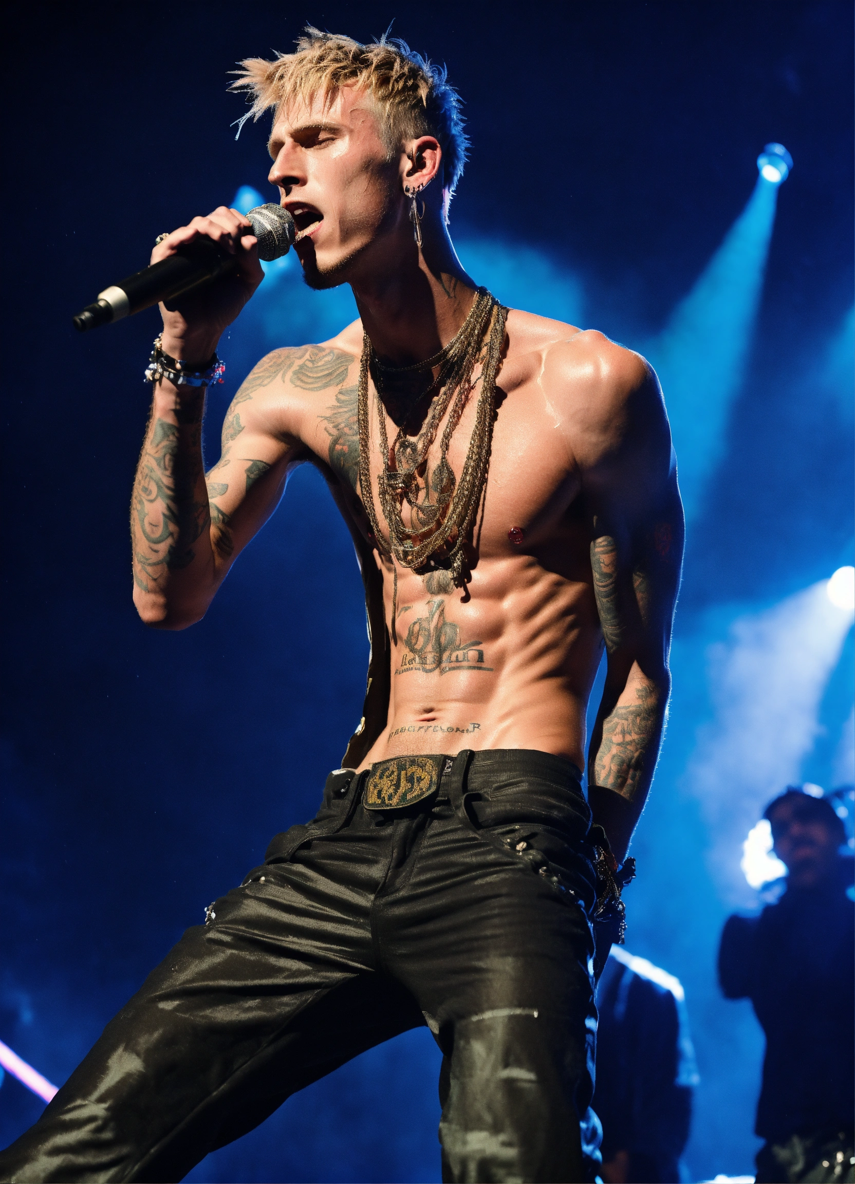 Lexica - An impressive realistic photo of machine gun kelly performing ...