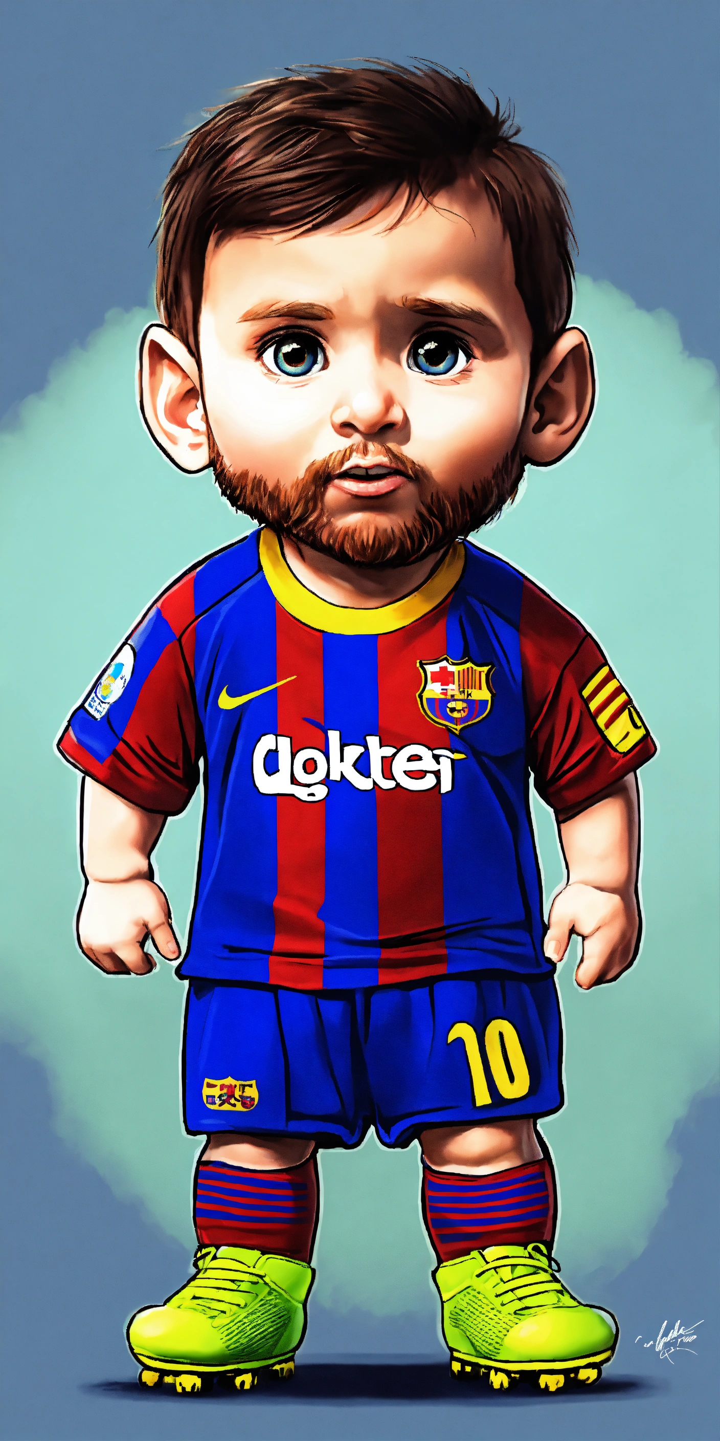 Lexica - Lionel Messi cute baby cartoon realist big eyes