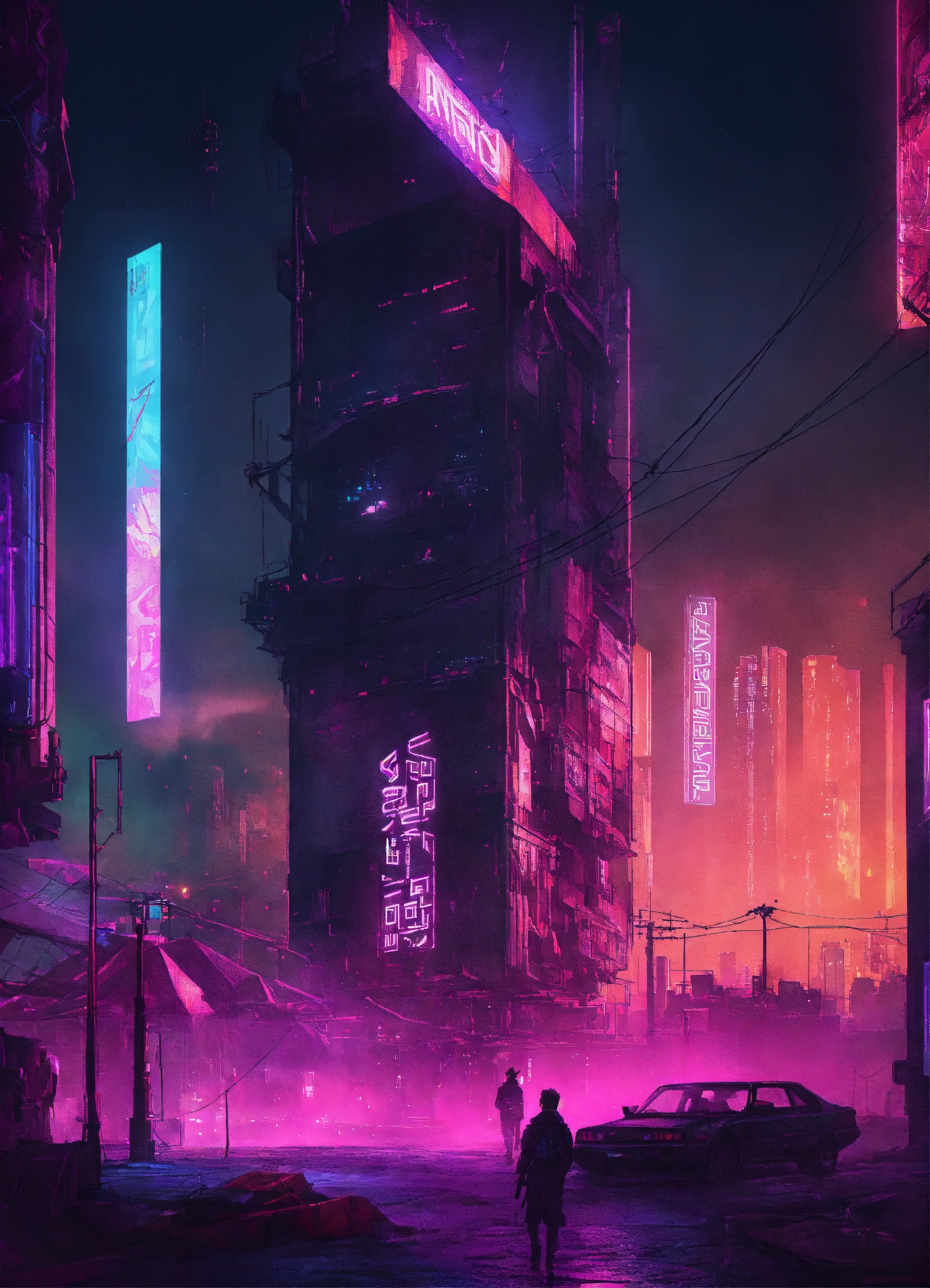 Lexica - Cyberpunk rave dark tones view from afar
