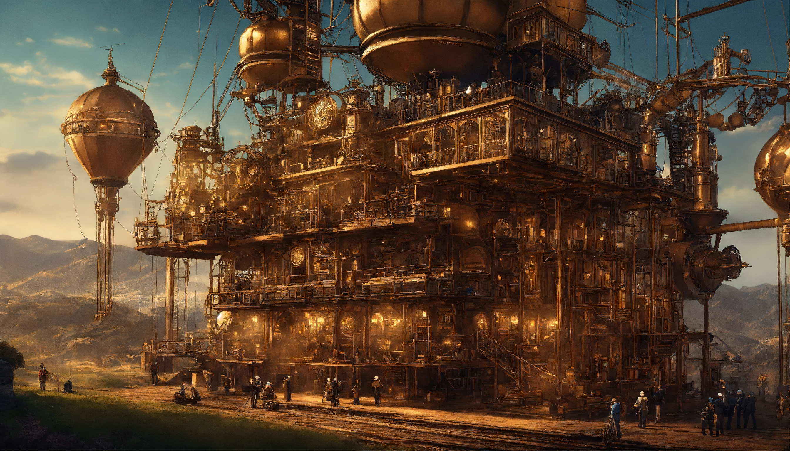 Lexica - In this steampunk-inspired picture, a team of engineers and ...