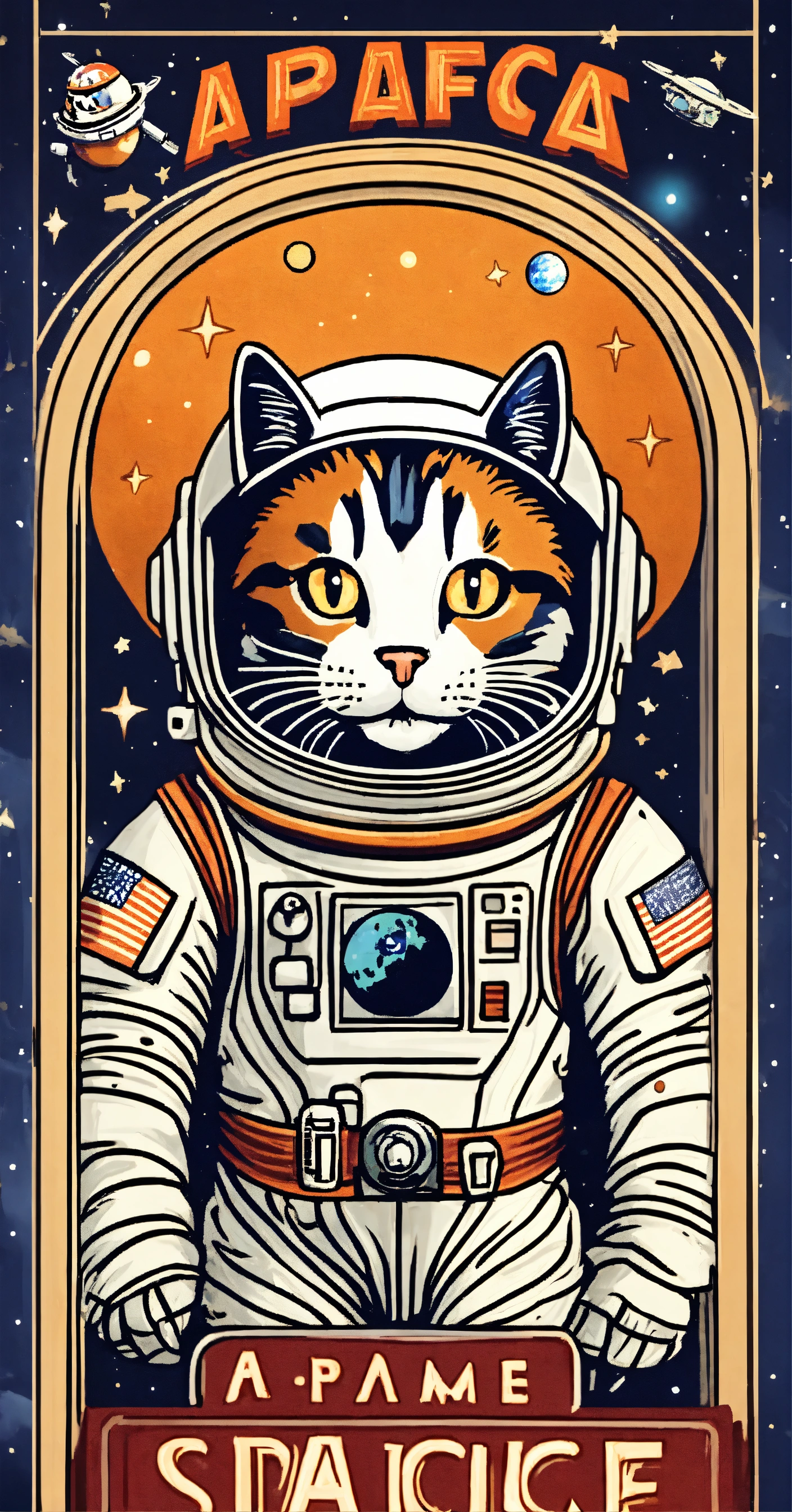 Lexica - Design an image of a cat a space-themed amusement park as an ...
