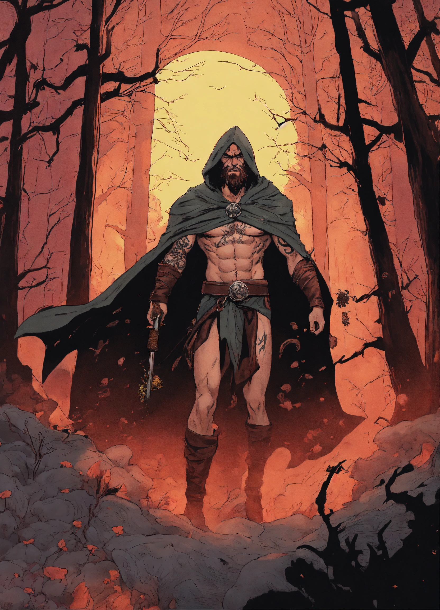 Lexica - In the style of comic book cover, a thin boney skinny gaunt ...