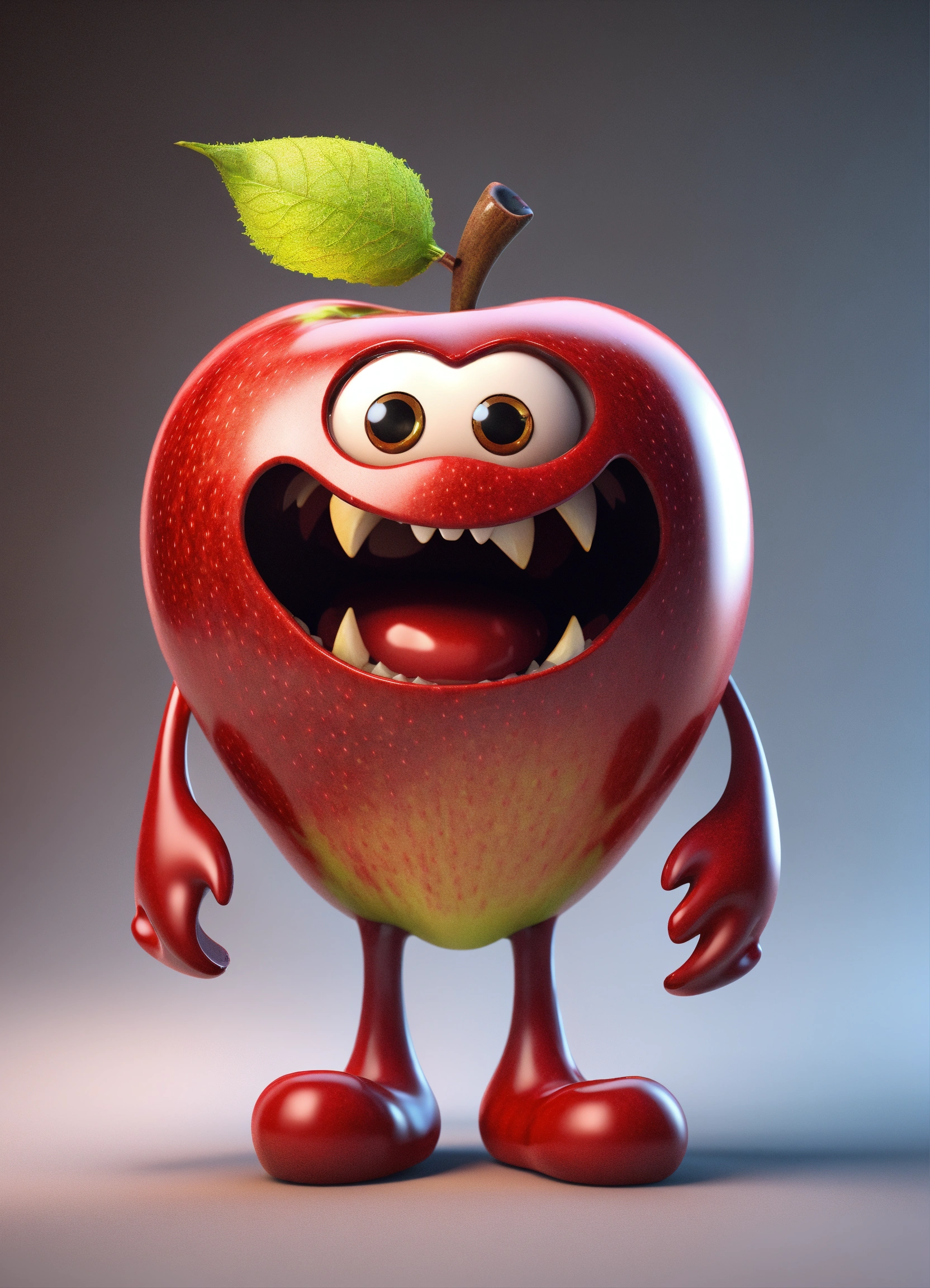 Lexica - An apple monster like Disney cartoon, front view, studio photo ...