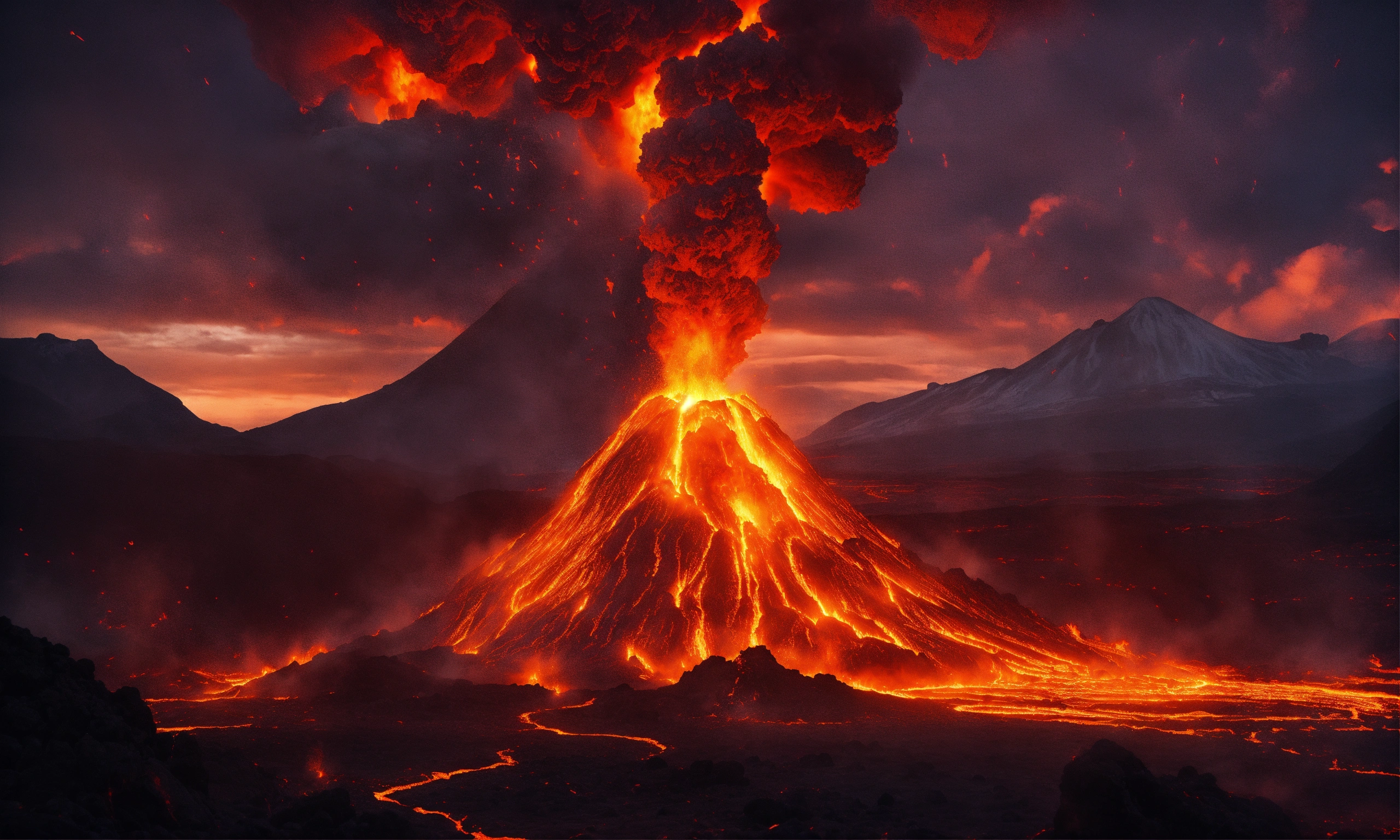 Lexica - Massive lava monster destroying the landscape, coming out of a ...