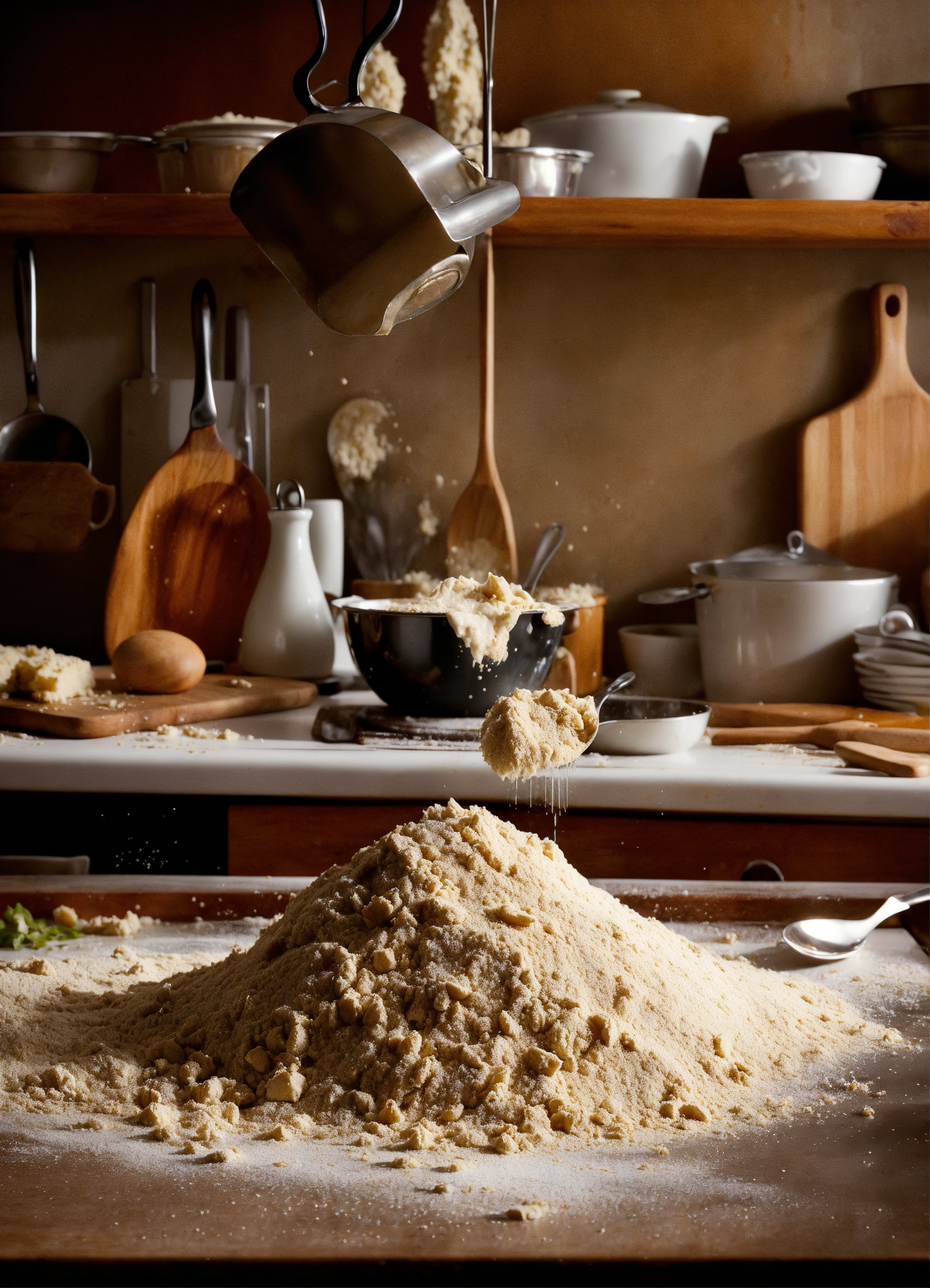 Lexica - Capture the essence of messy kitchen with flour everywhere in ...