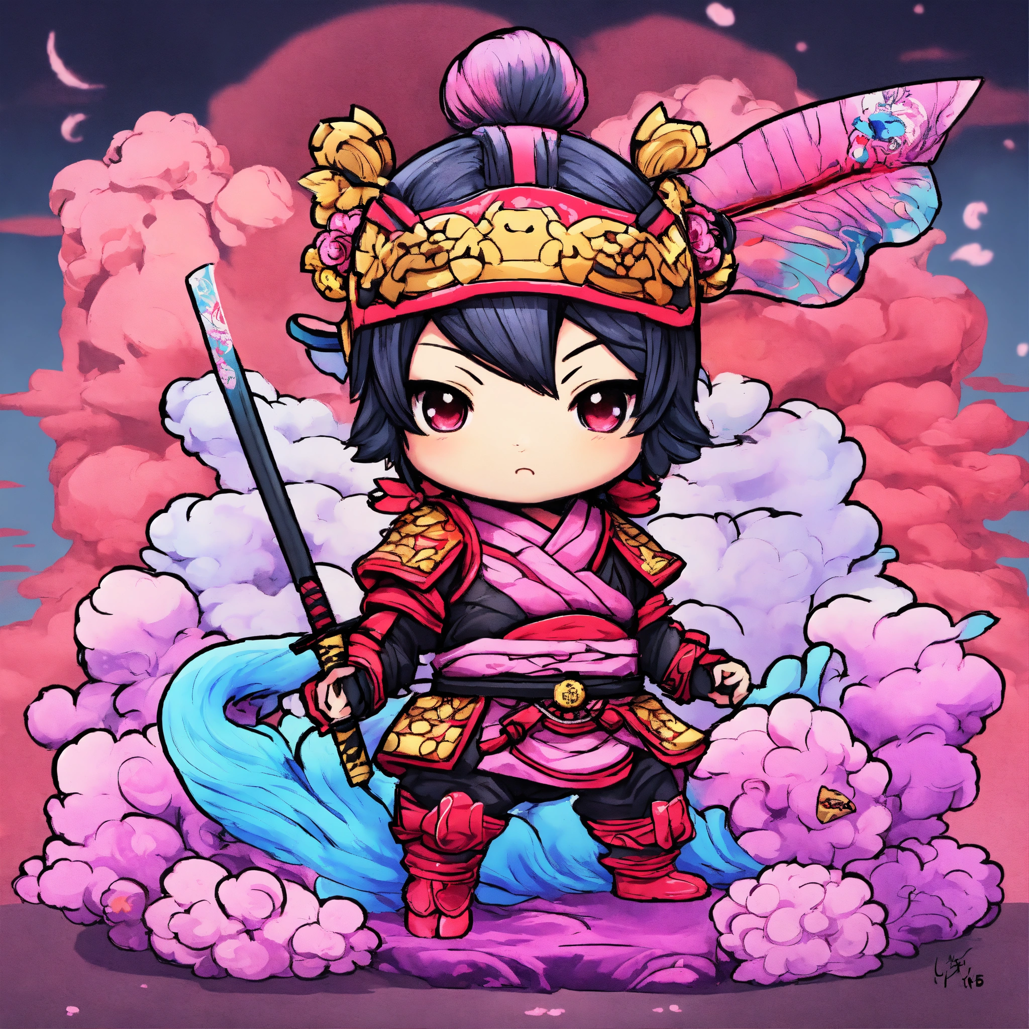 Lexica - There is a chibi gamer on a cotton candy bright neon ...