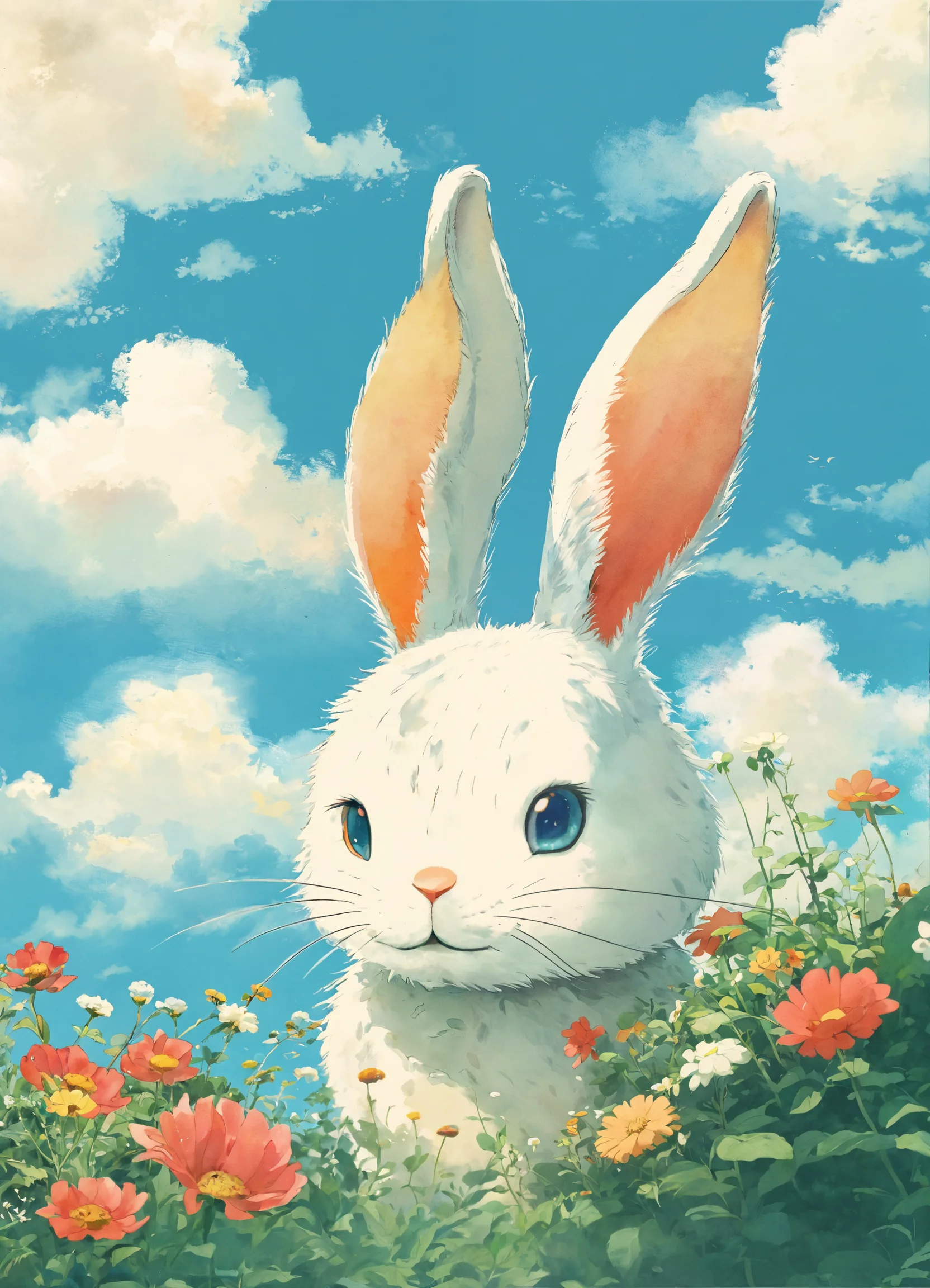 Lexica - Cute rabbit studio ghibli illustration cloudy sunny day ...