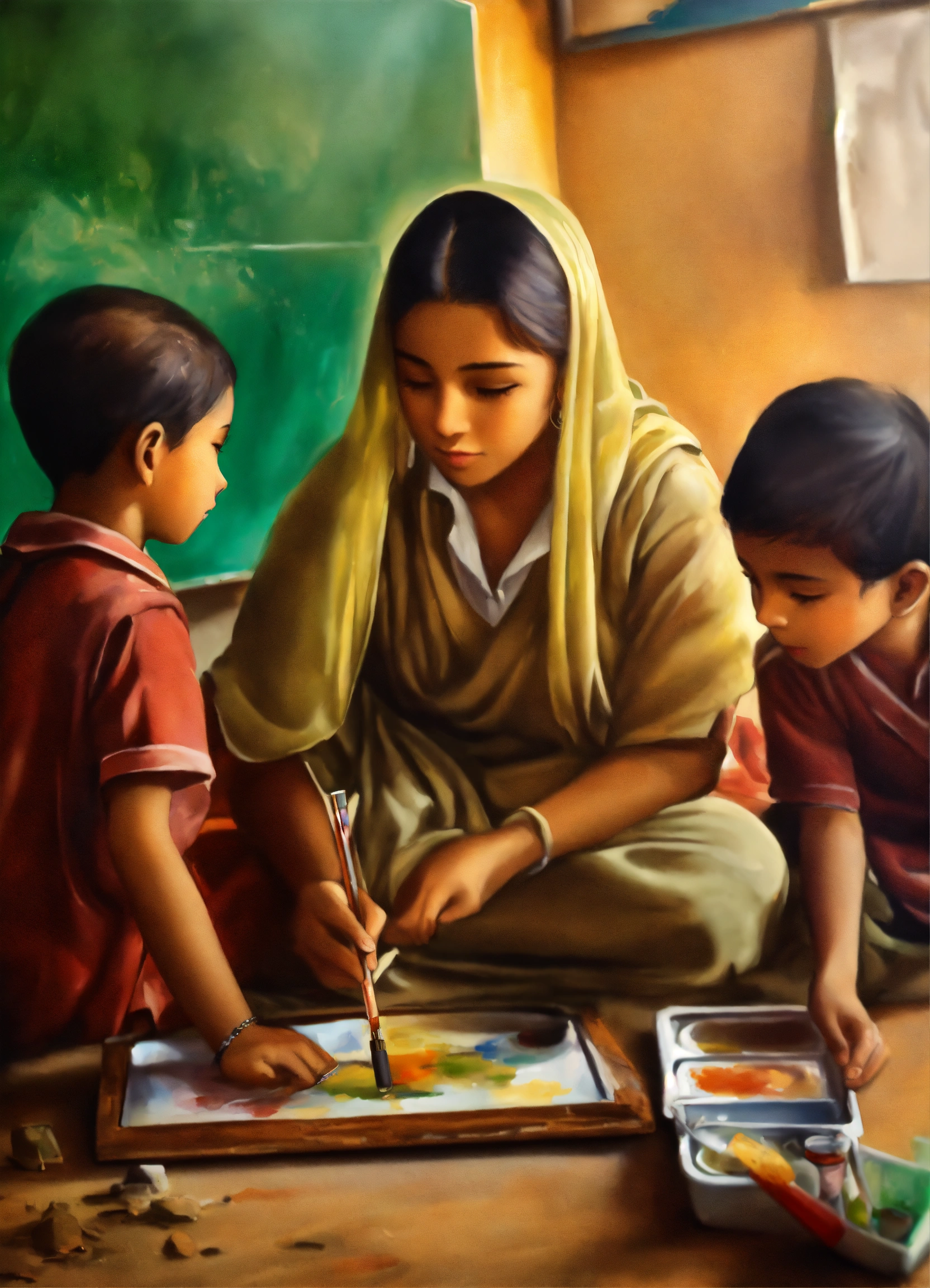 Lexica - Make a painting that clearly shows the teacher's sacrifice and ...
