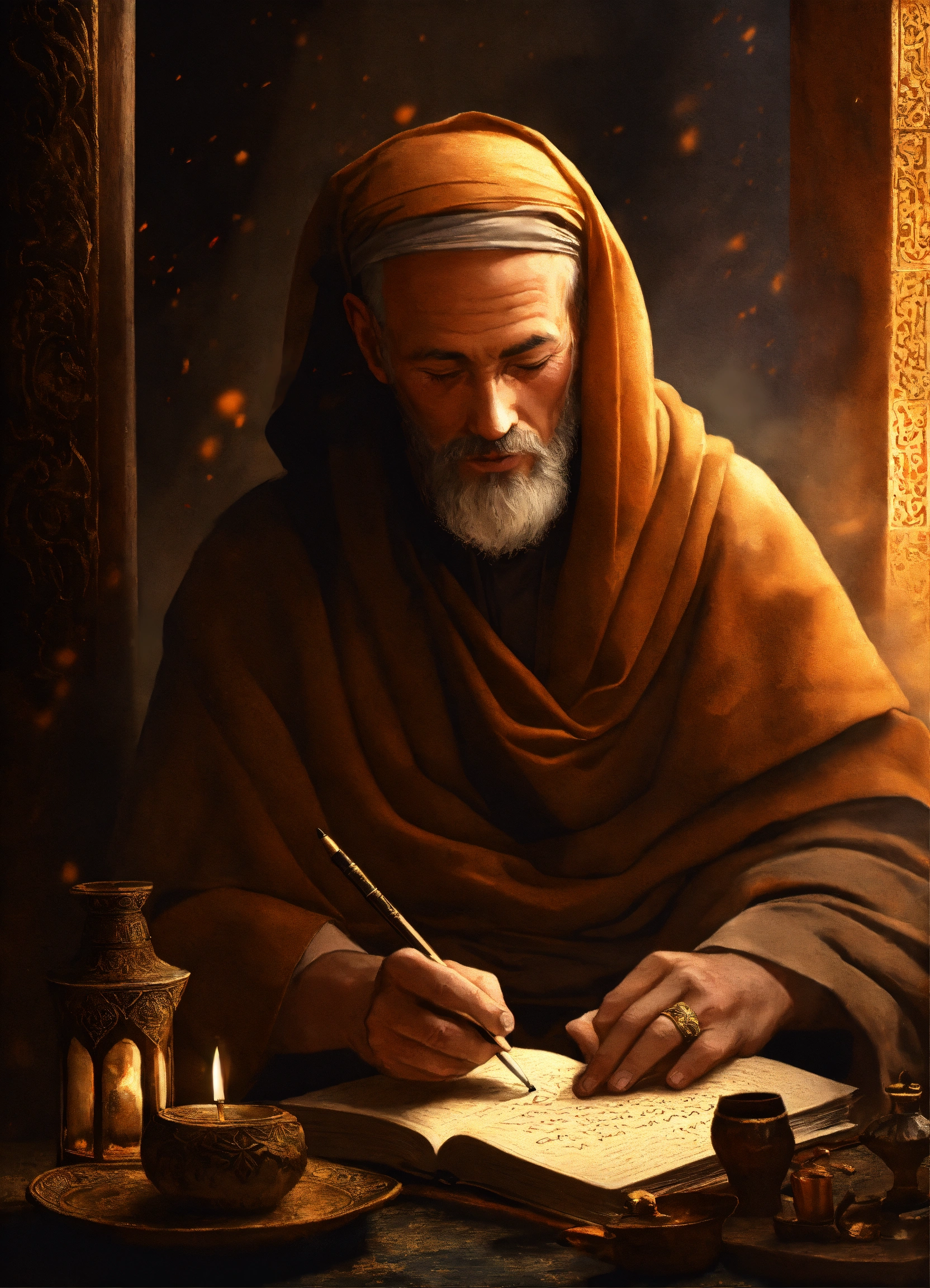 Lexica - Old Christian monk writing a book. Ancient Middle East ...