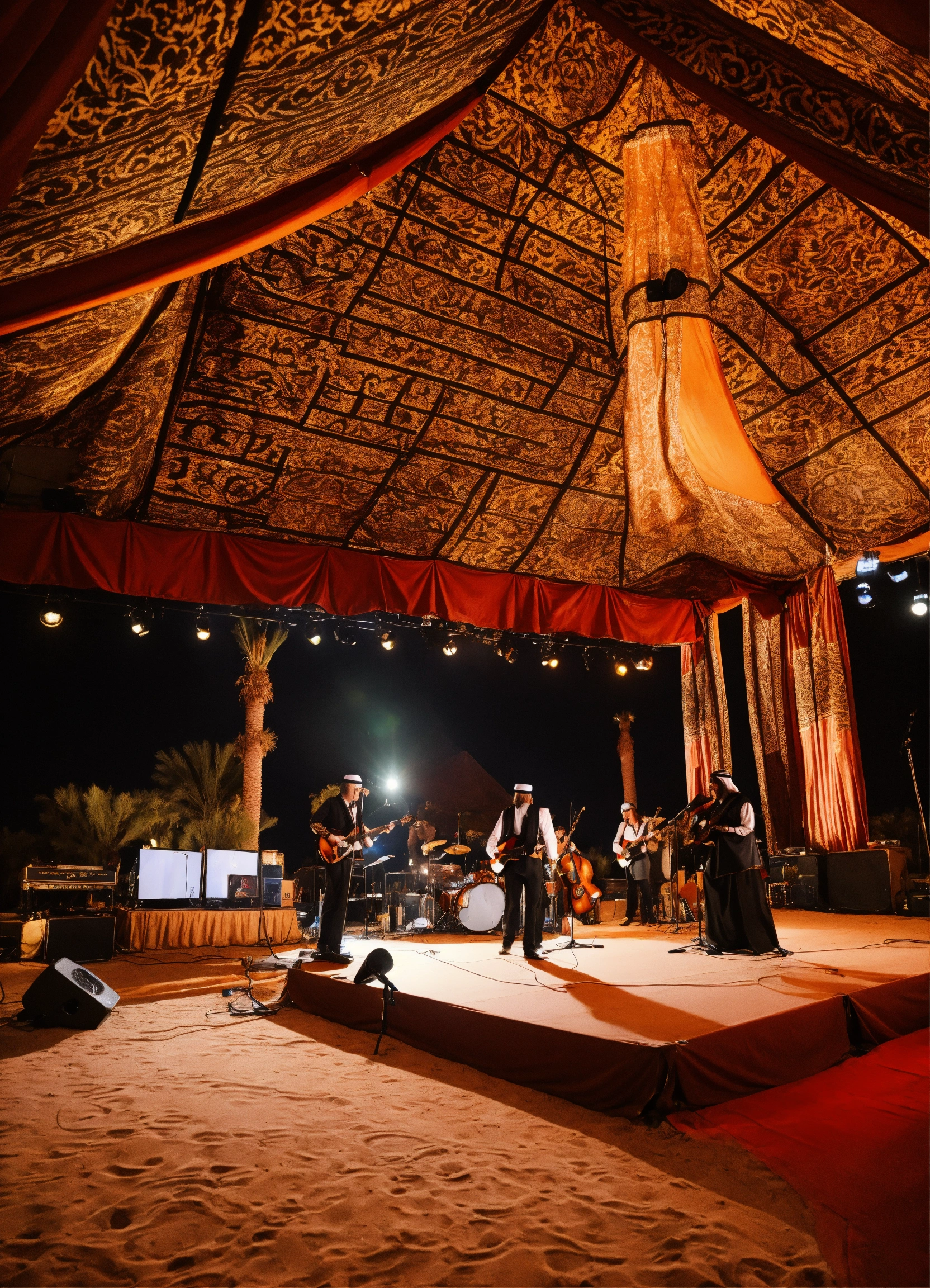 Lexica - Elegant desert Arabian tent themed outdoor concert stage with ...