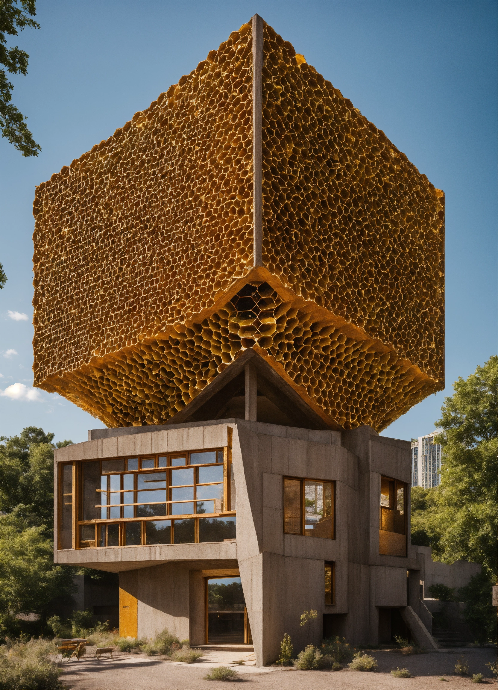 Lexica - Brutalist honey comb architecture