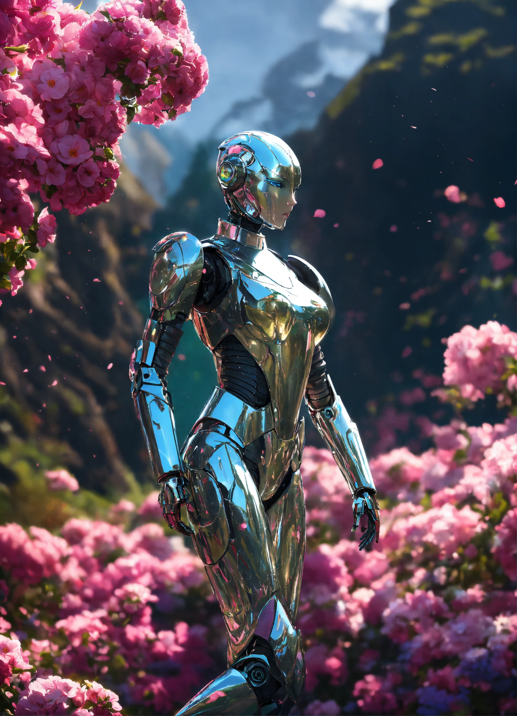 Lexica - The robot woman stood amidst a landscape of crazy slick ...