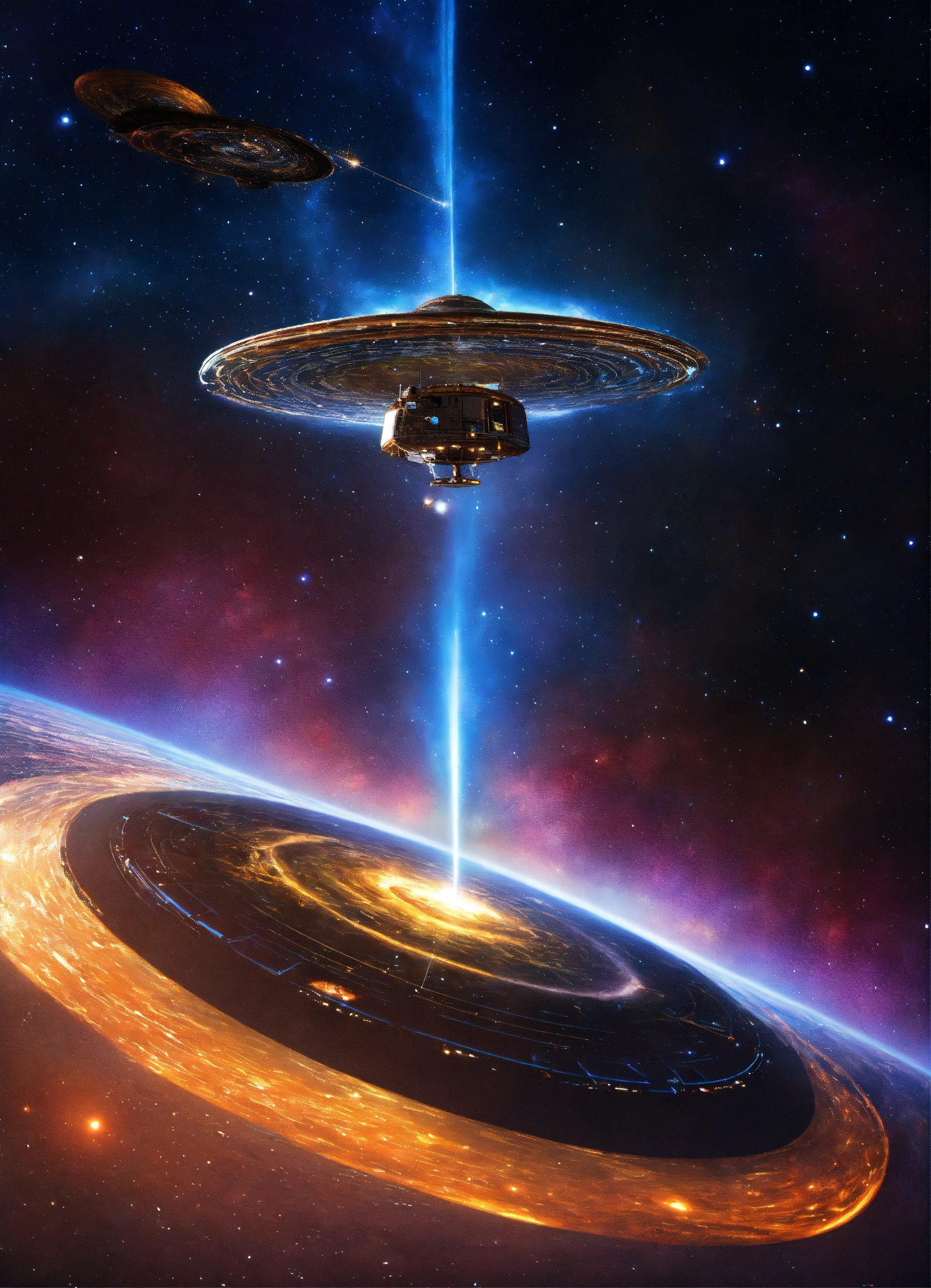 Lexica - Astroplane in cosmos approaching a wormhole.