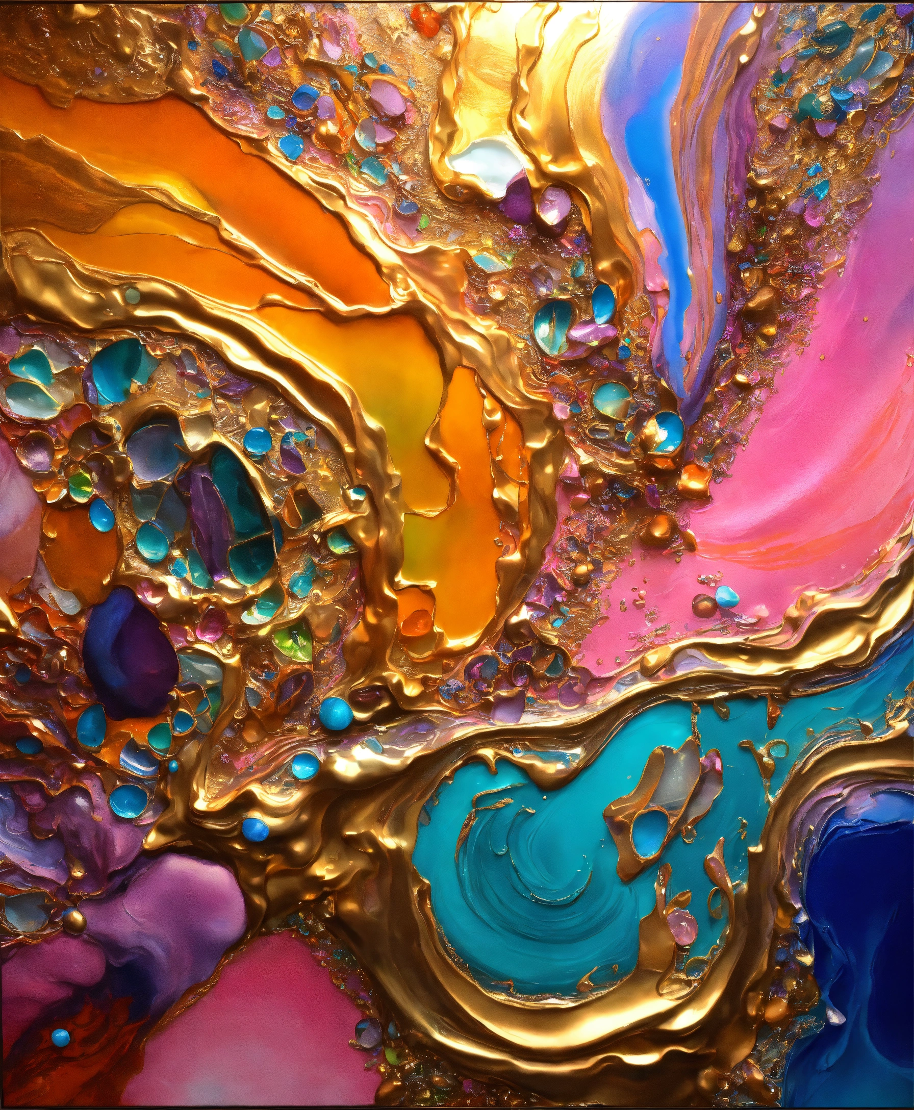 Lexica - Colorful abstract painting oil and water complex complicated ...