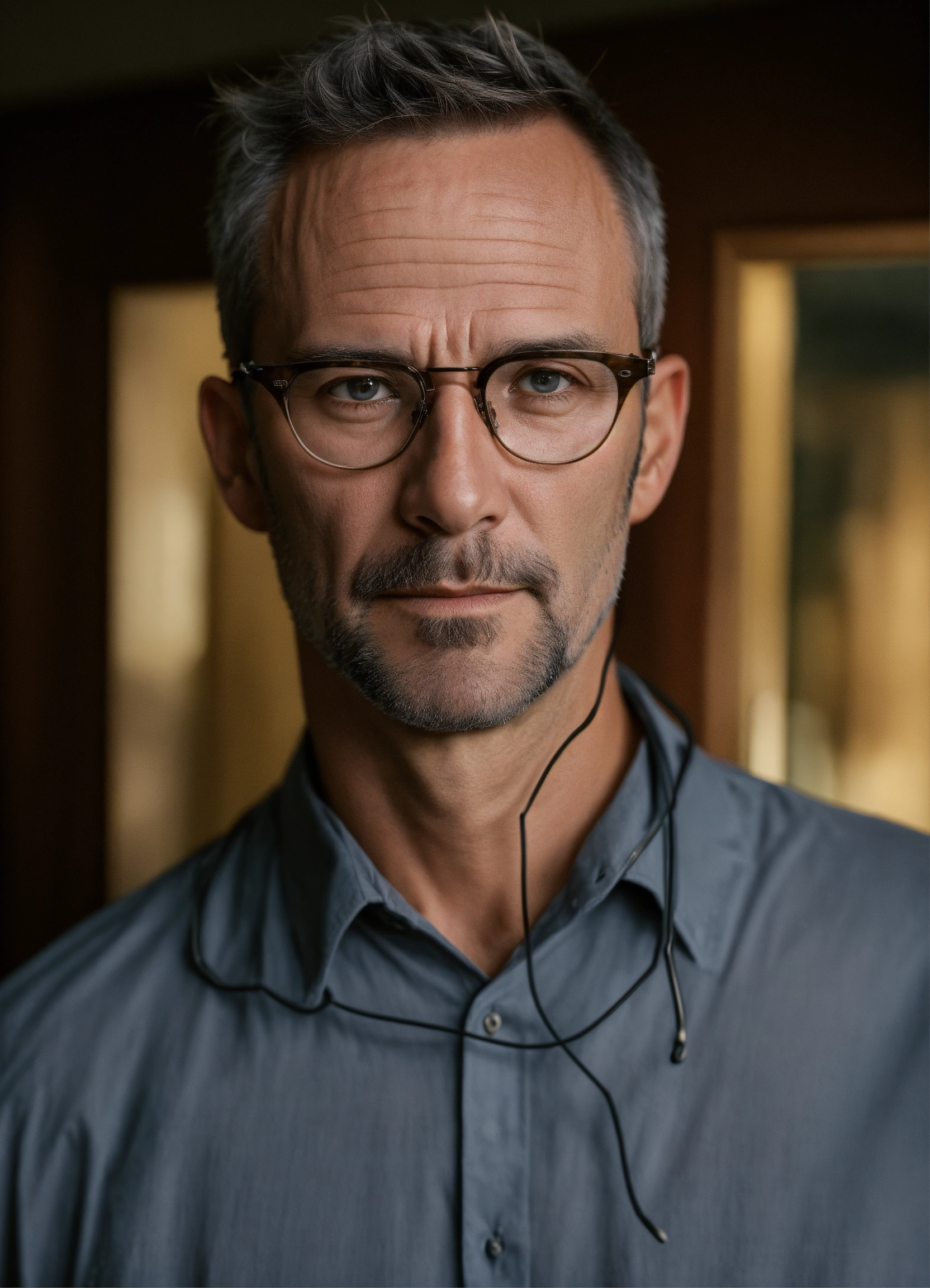 Lexica - A man in his 40s, with a long, thin face, wrinkles on his face ...
