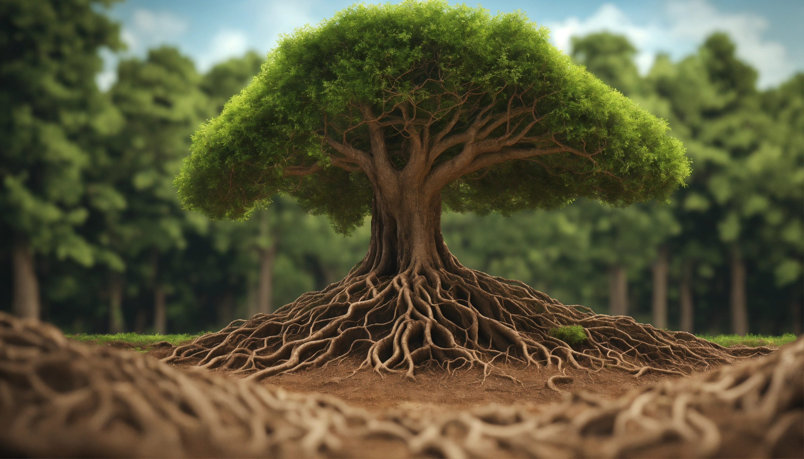 Lexica - Cut through image of tree roots going deep into the ground. In ...