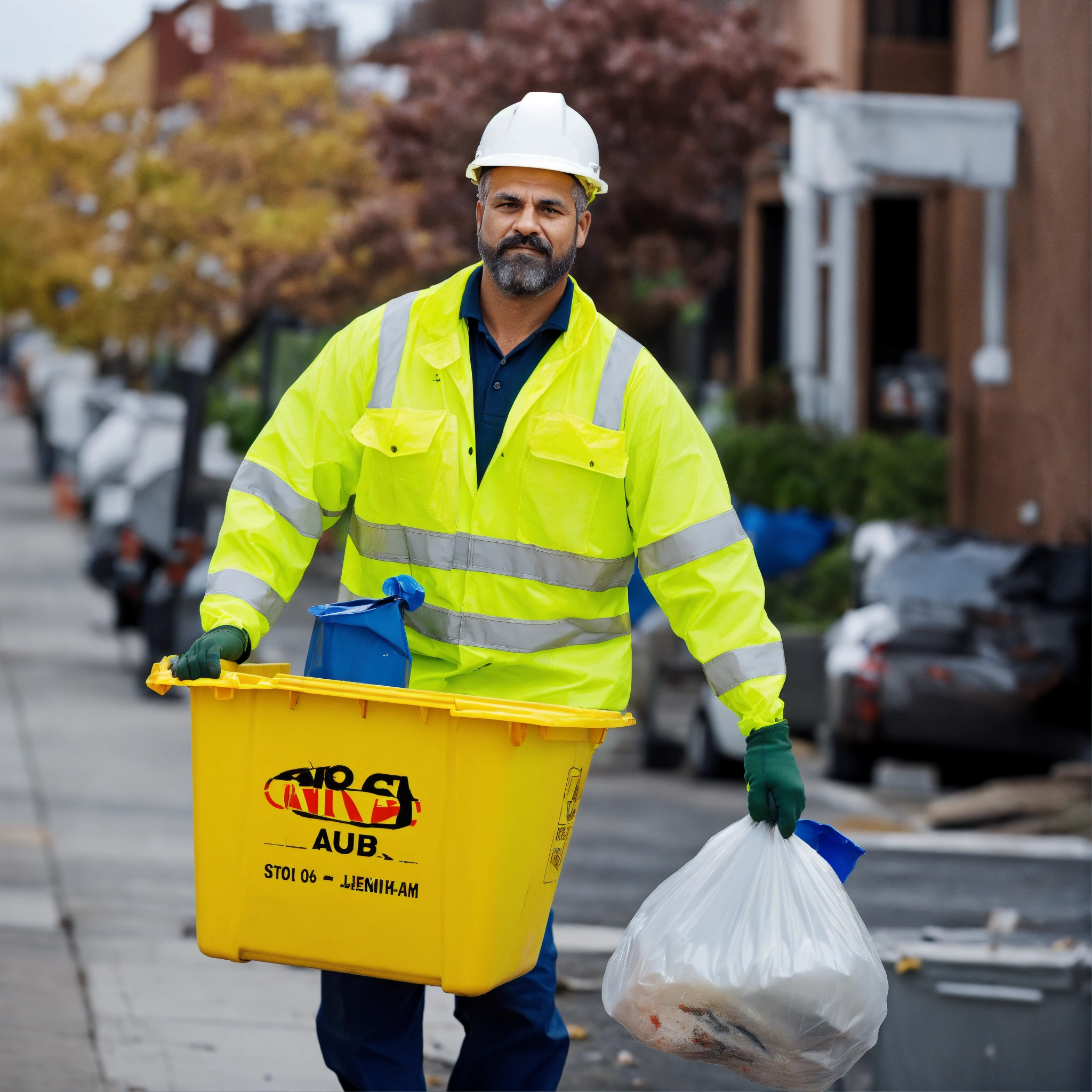 Lexica - Stock images of a garbage man taking out the trash in high ...