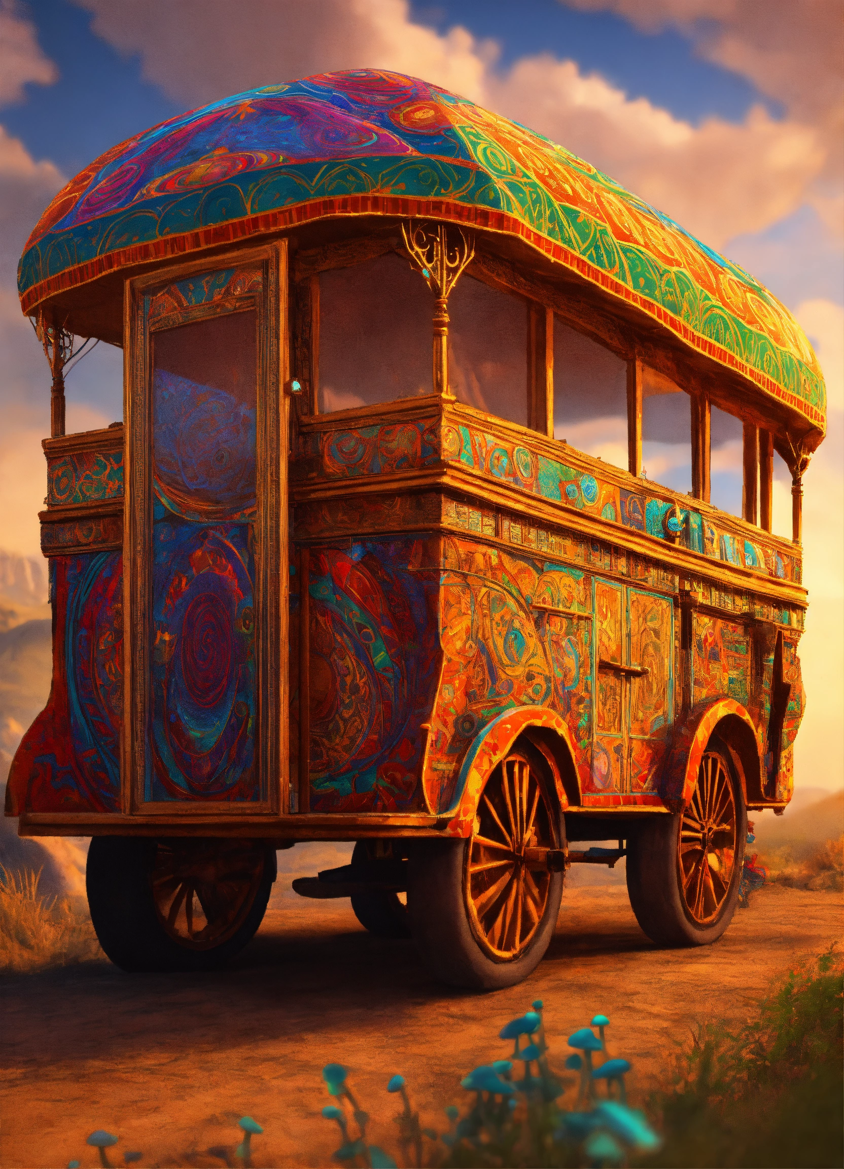 Lexica - An ancient meditative gipsy caravan in the style of alex grey ...