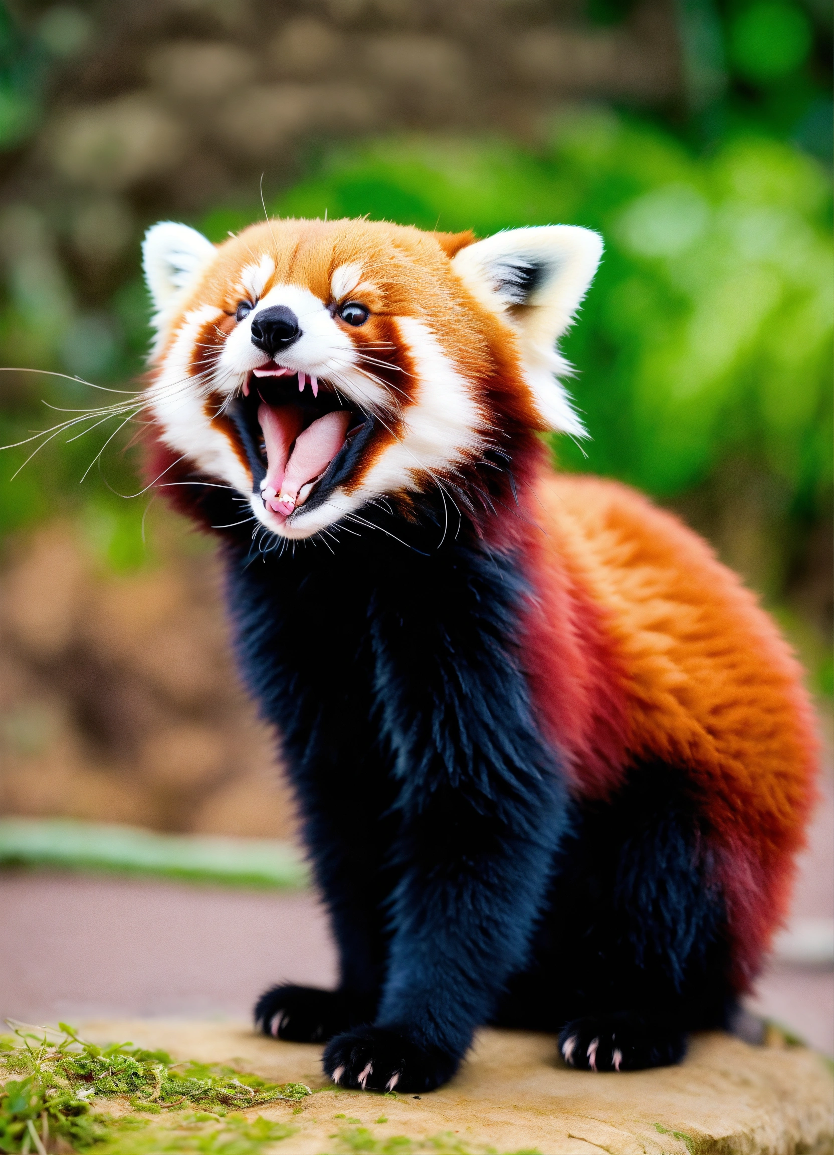 Lexica - Cute small red panda cat, yawning