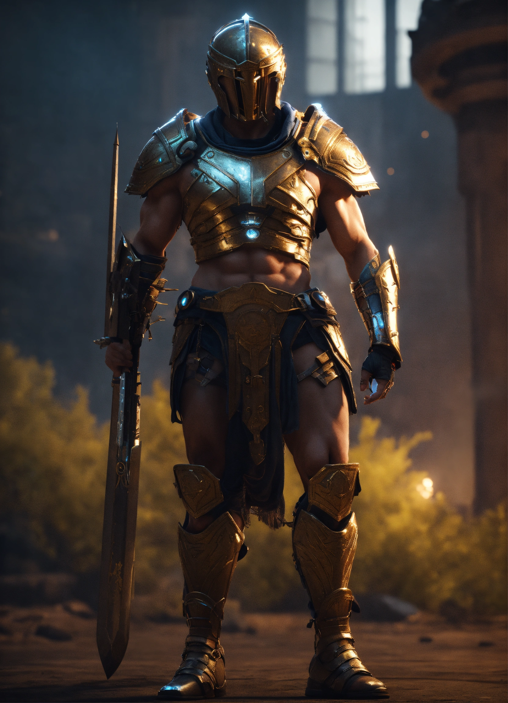 Lexica - Full body of a sci fi gladiator, slender body proportions ...