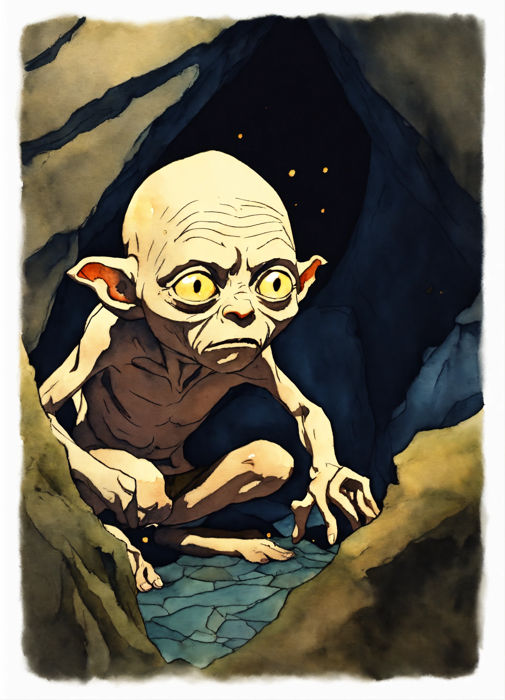 Lexica - A spooky Gollum from LOTR in naruto anime drawing art style ...