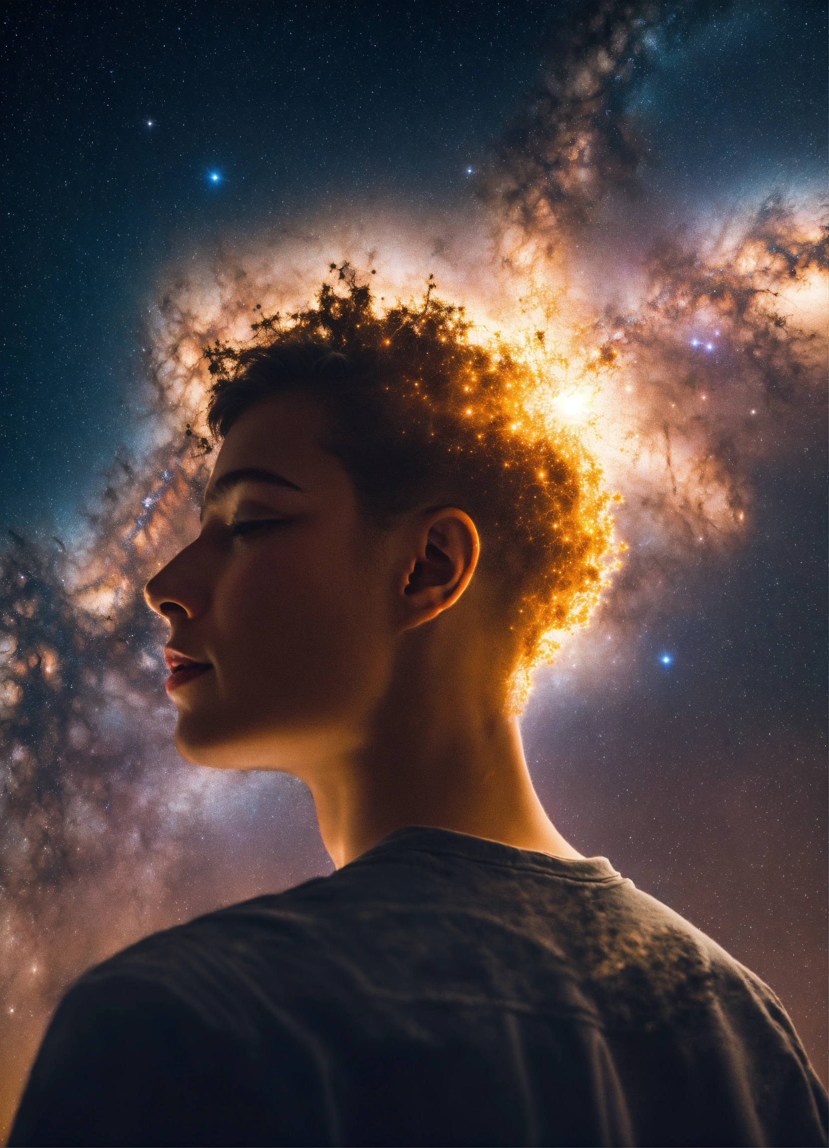 Lexica - The milky way end stars bursts out of a person's head ...