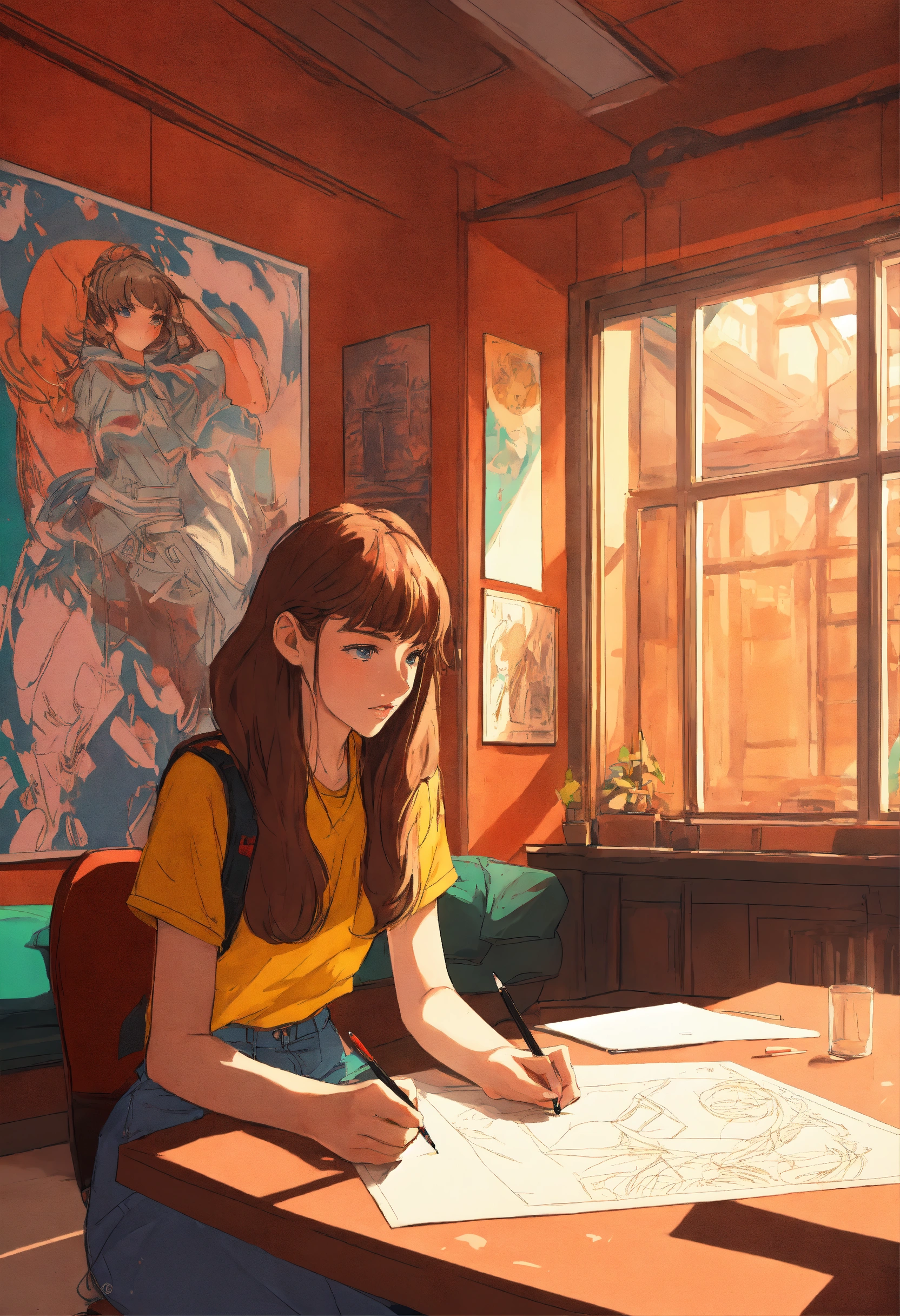 Lexica - 18-year-old girl draws a picture. 18-year-old b boy draws a ...