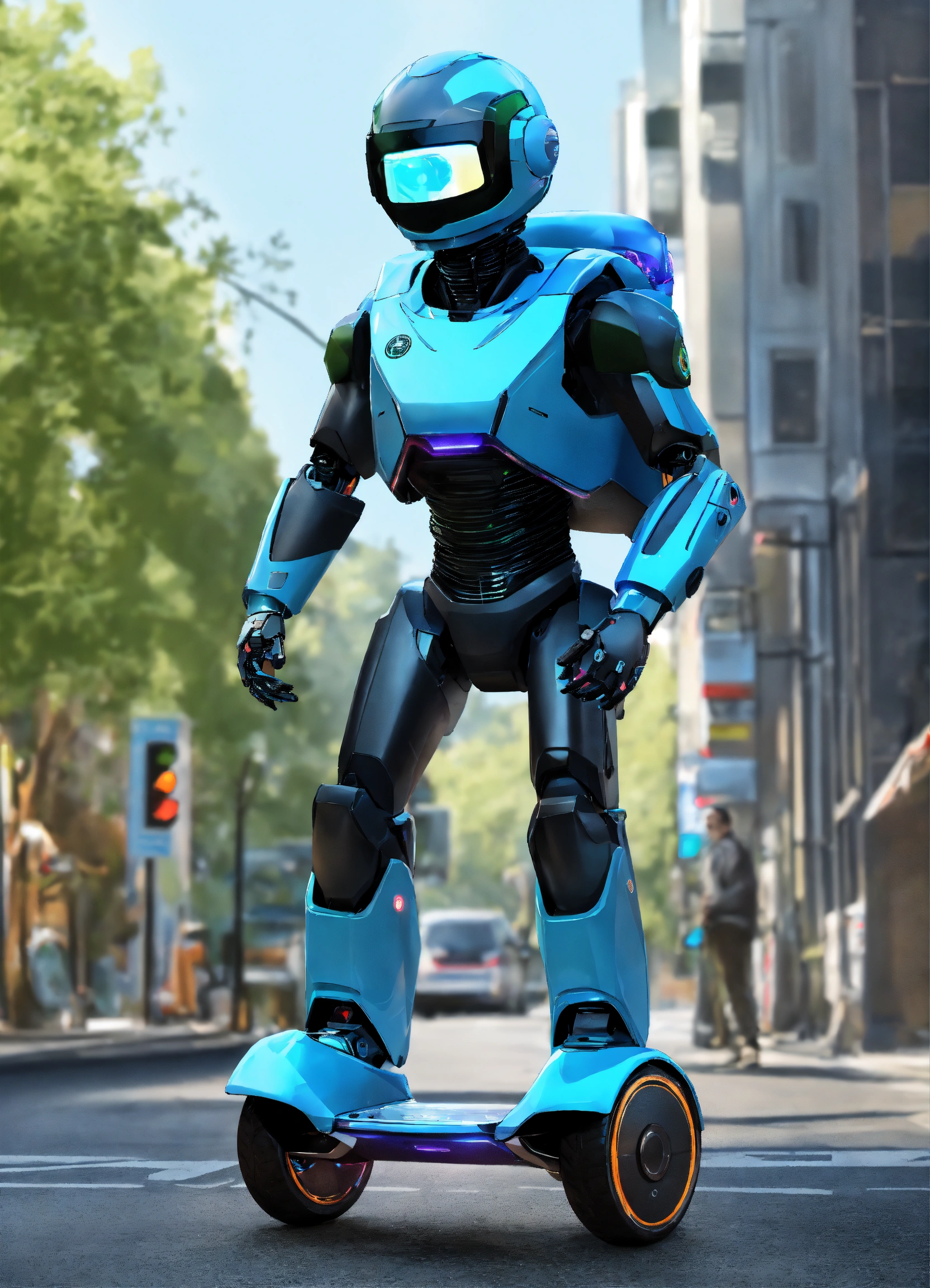 Lexica - A passionate male robot on hoverboard, "Realistic Man Face ...
