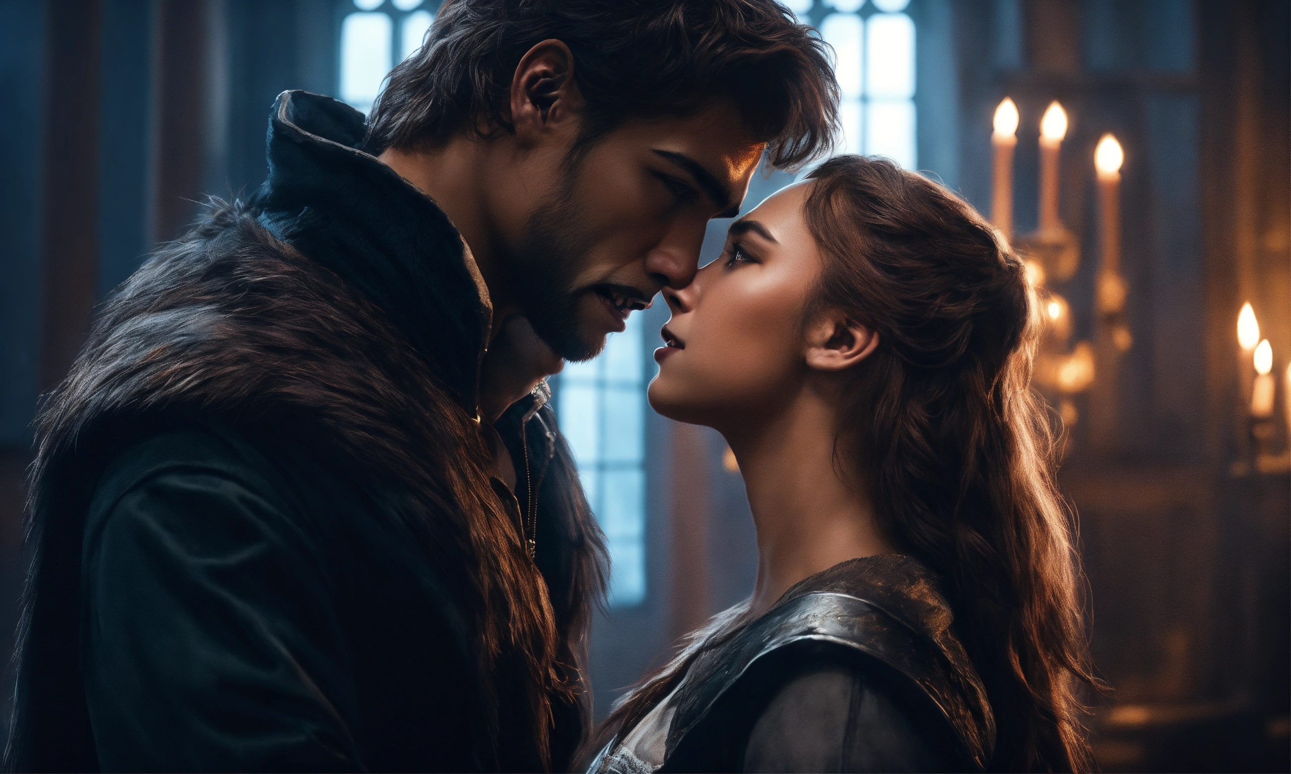 Lexica - Beautiful girl and handsome man in werewolf academy, mystic ...