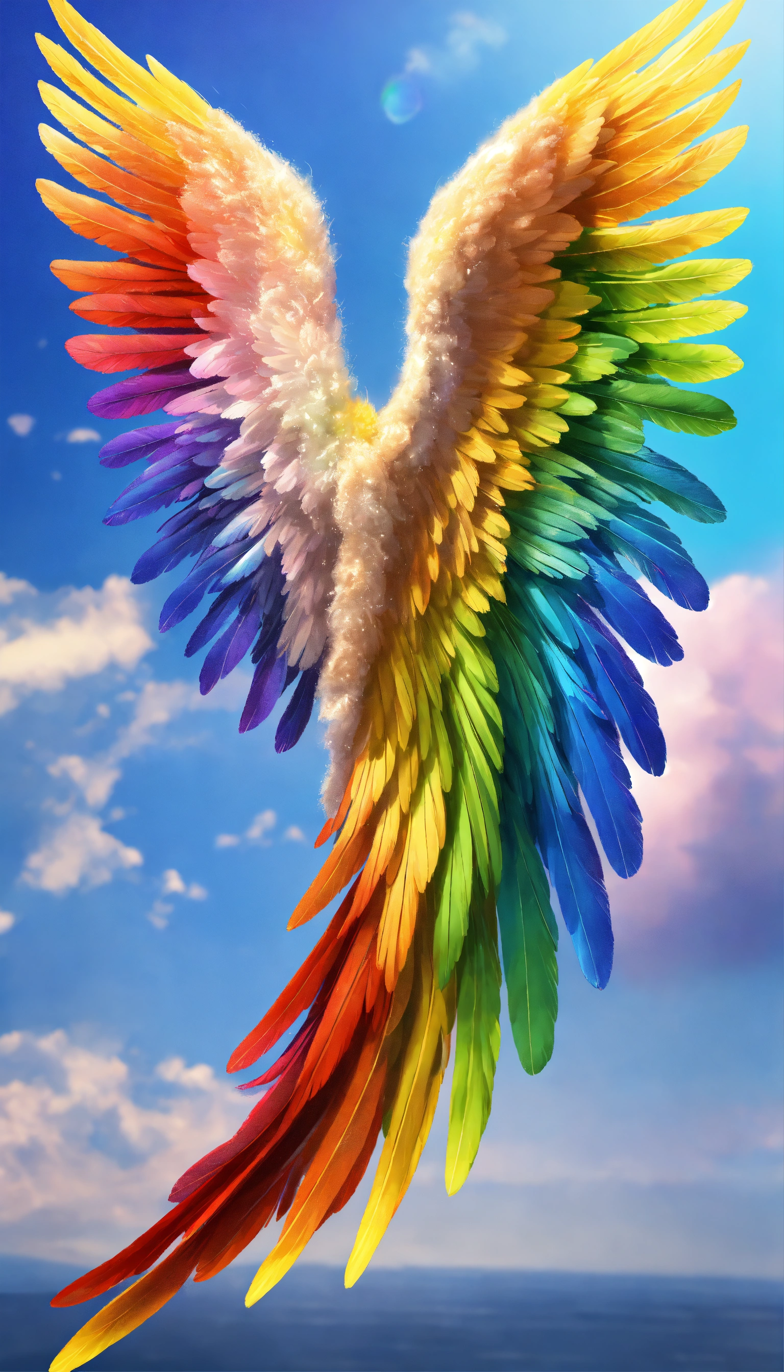 Lexica - Beautiful and perfect rainbow colored angel wings detailed and ...