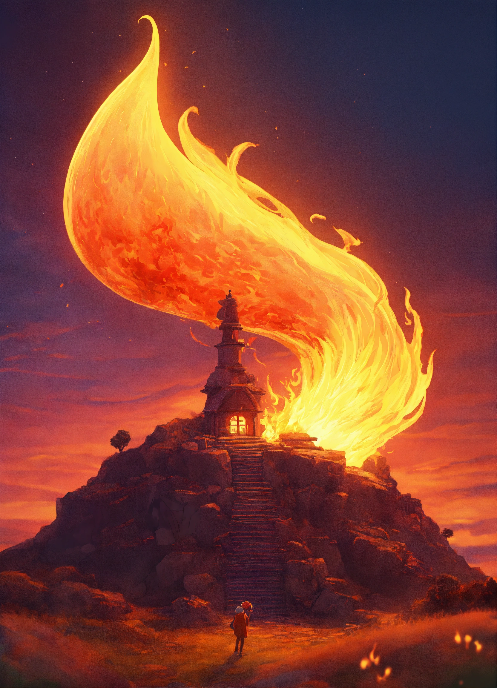 Lexica - Cartoon drawing a flame, surreal, high resolution, 4k render