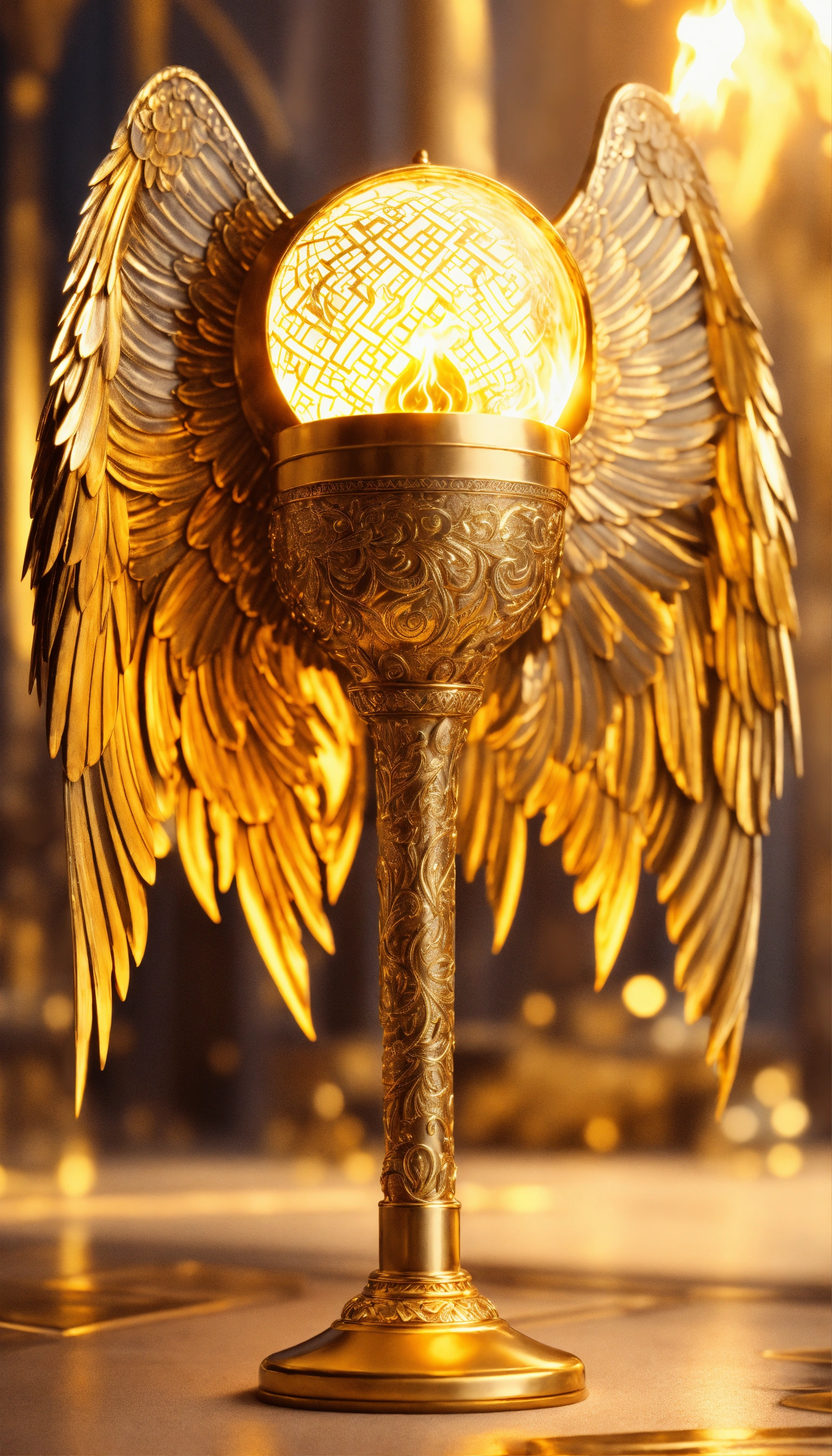Lexica - Powerful, detailed torch, real, 3D, golden colored torch with ...
