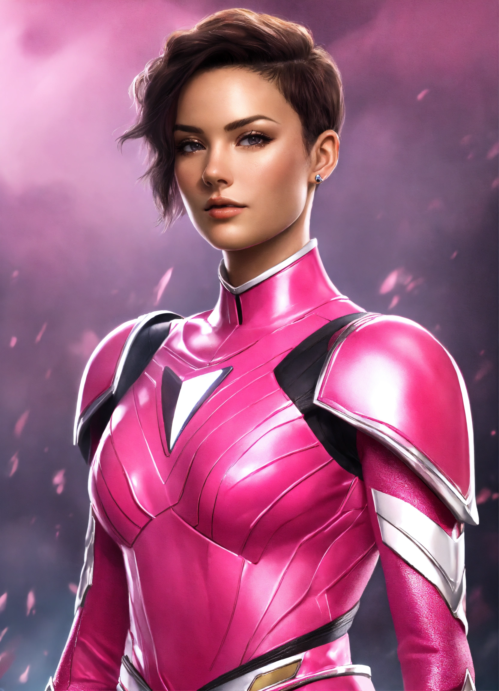 Lexica - Realistic image of the pink power ranger. She is a female in ...