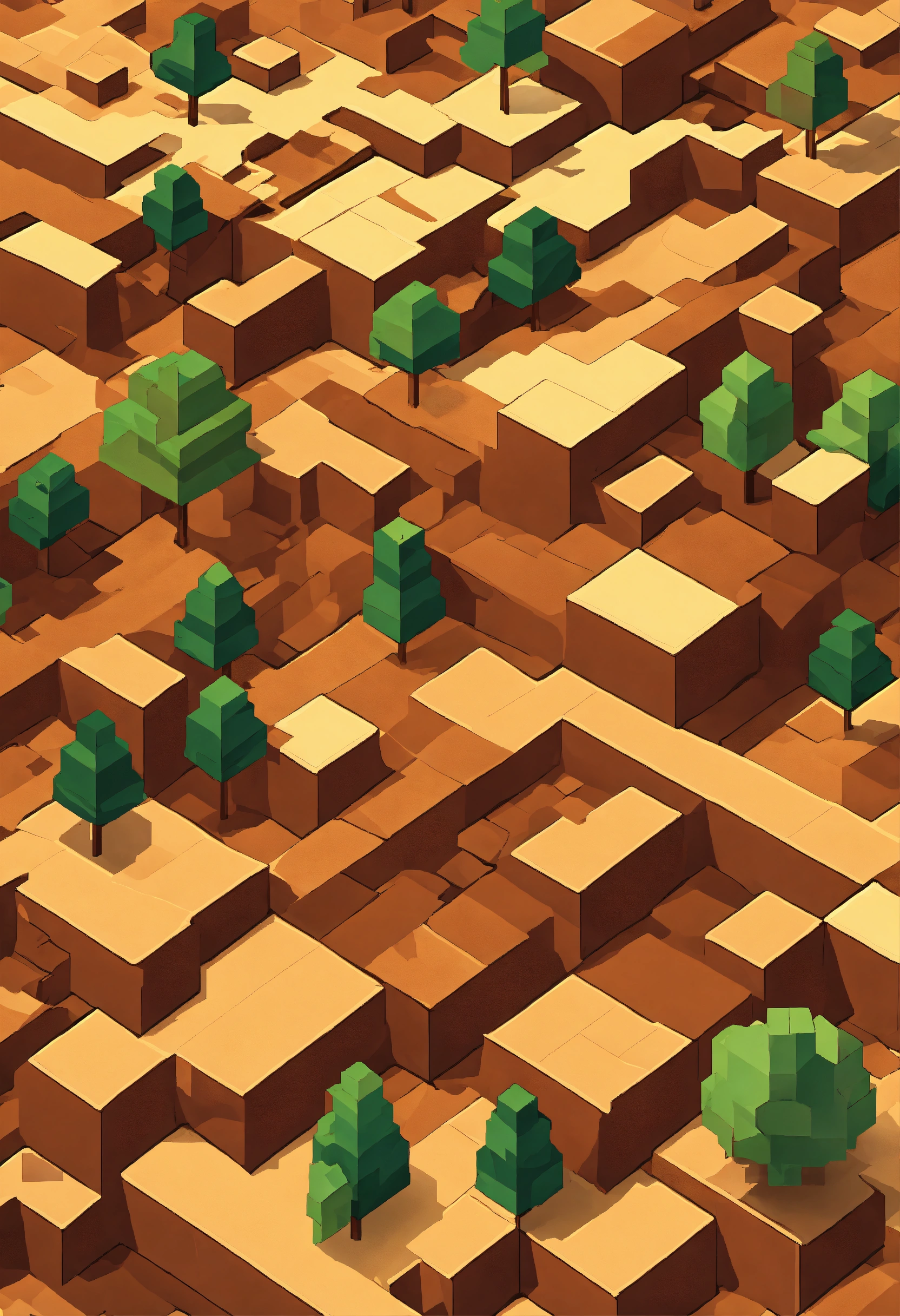 Lexica - Simple blocky pixel 2d isometric flat brown empty plain flat ...