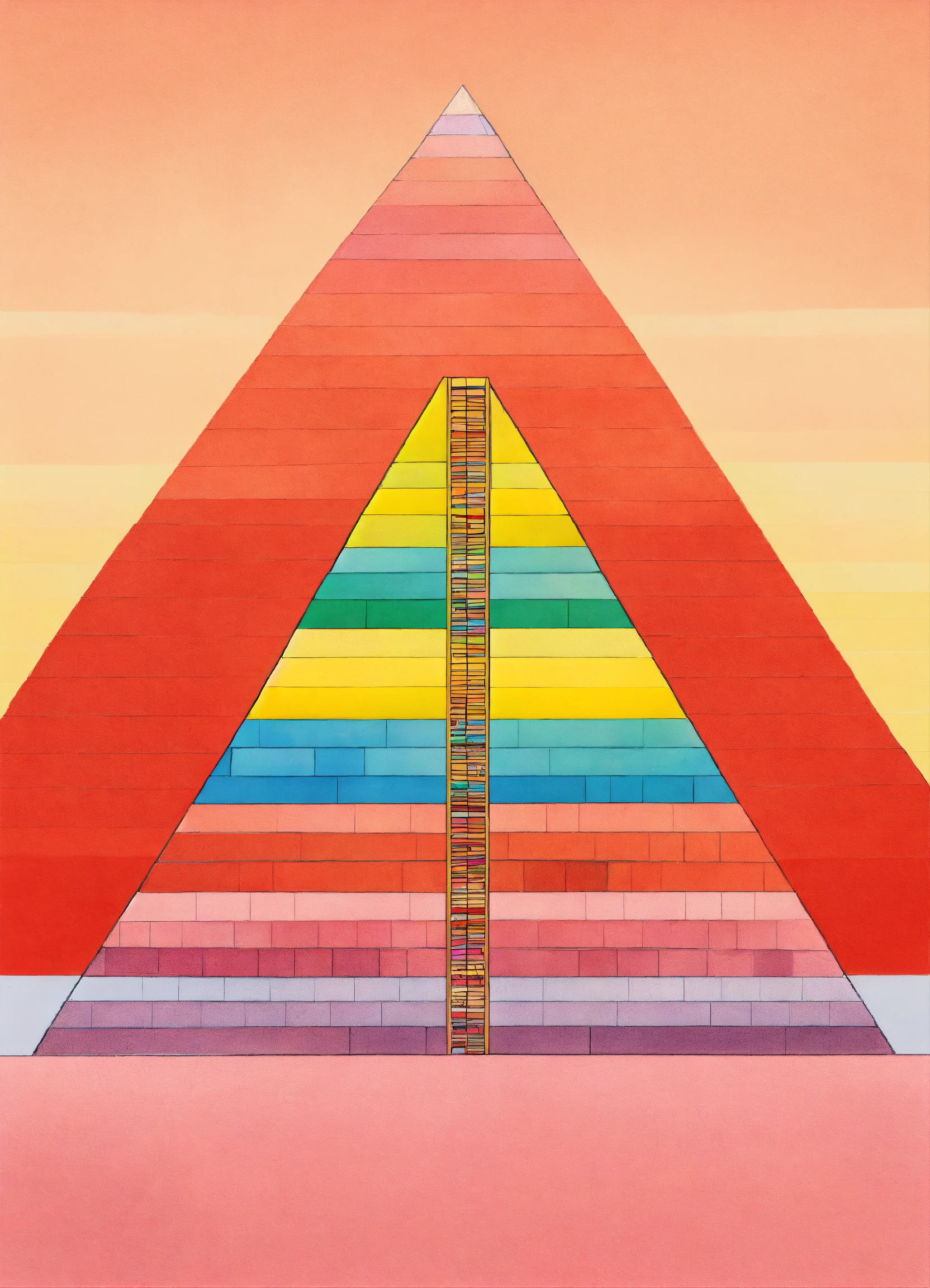 Lexica - A pencil illustration of a pyramid, split in 5 rows, each row ...