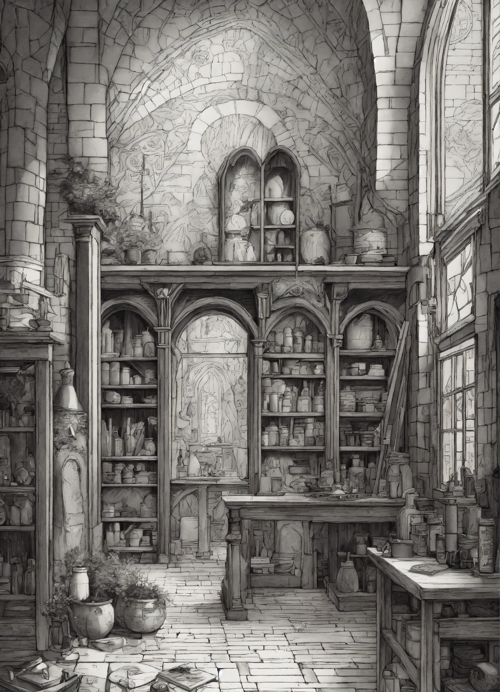 Lexica - Medieval paintor, atelier, realistic, dark fantasy style ...