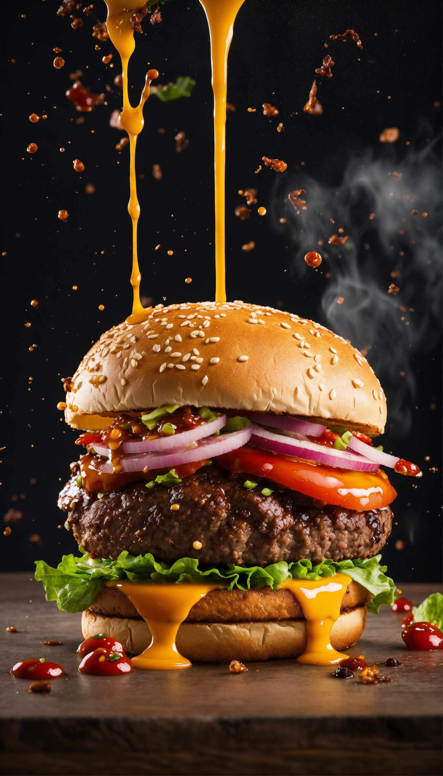 Lexica - Capture dynamic splashes of food in flying food photography ...