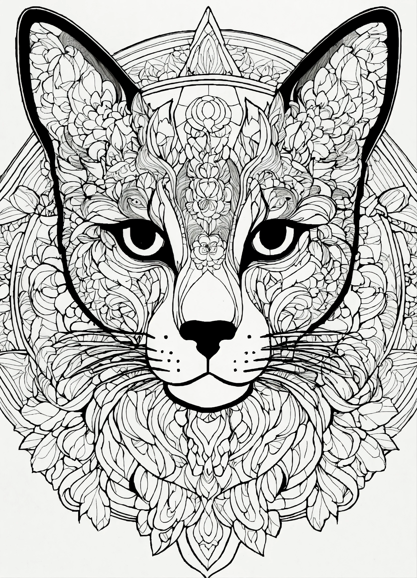 Lexica - Coloring page for adults, bold lines, dark lines, mandala ...
