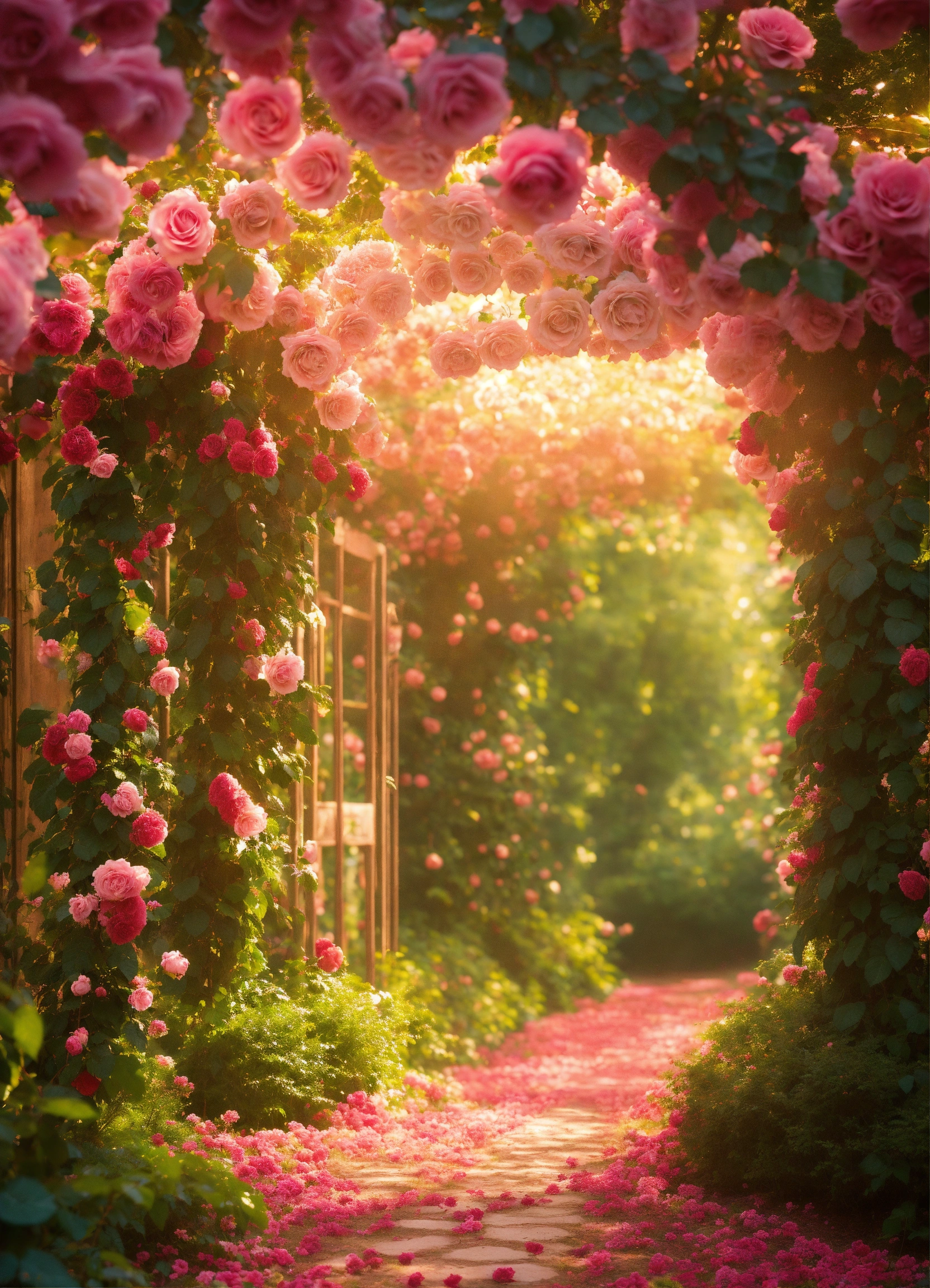 Lexica - Journey deep into an enchanted forest where towering rose ...