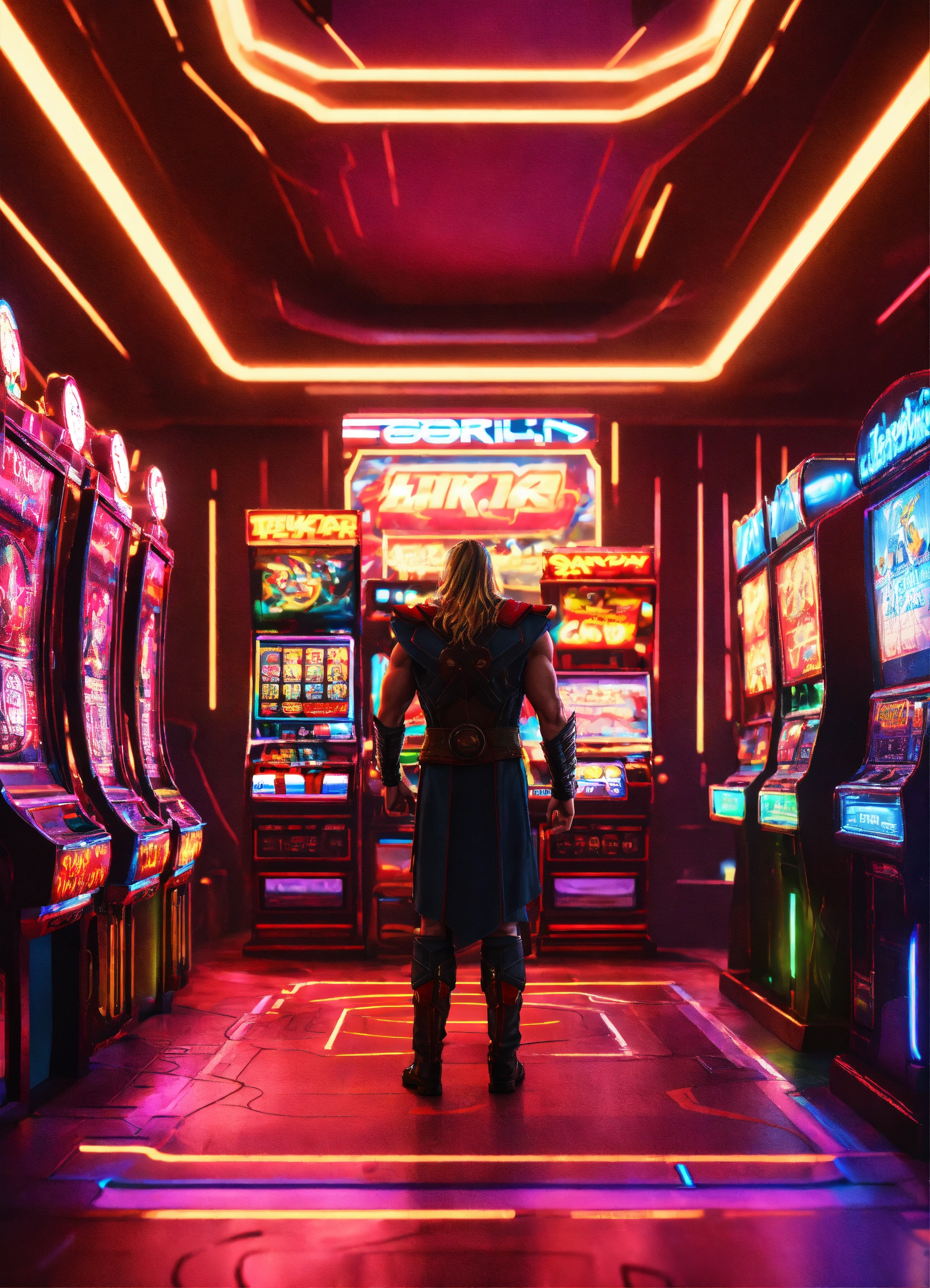 Lexica - 3D realistic THOR playing slot machine FUTURISTIC WITH SLOT ...