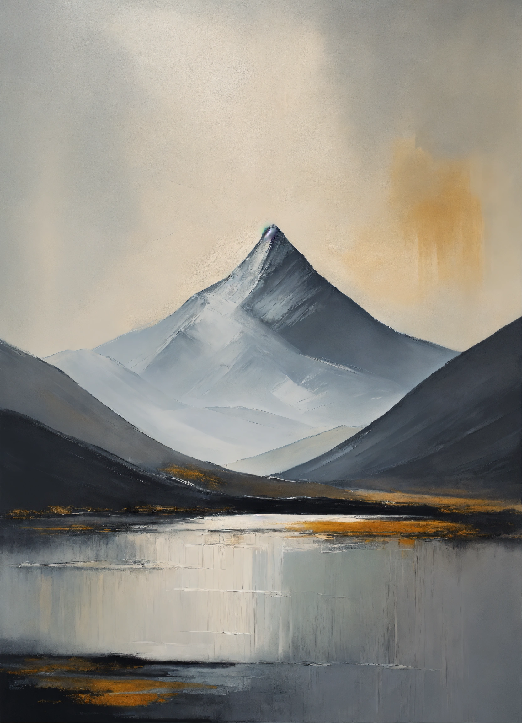 Lexica - Abstract and minimalist oil painting of a majestic mountain in ...