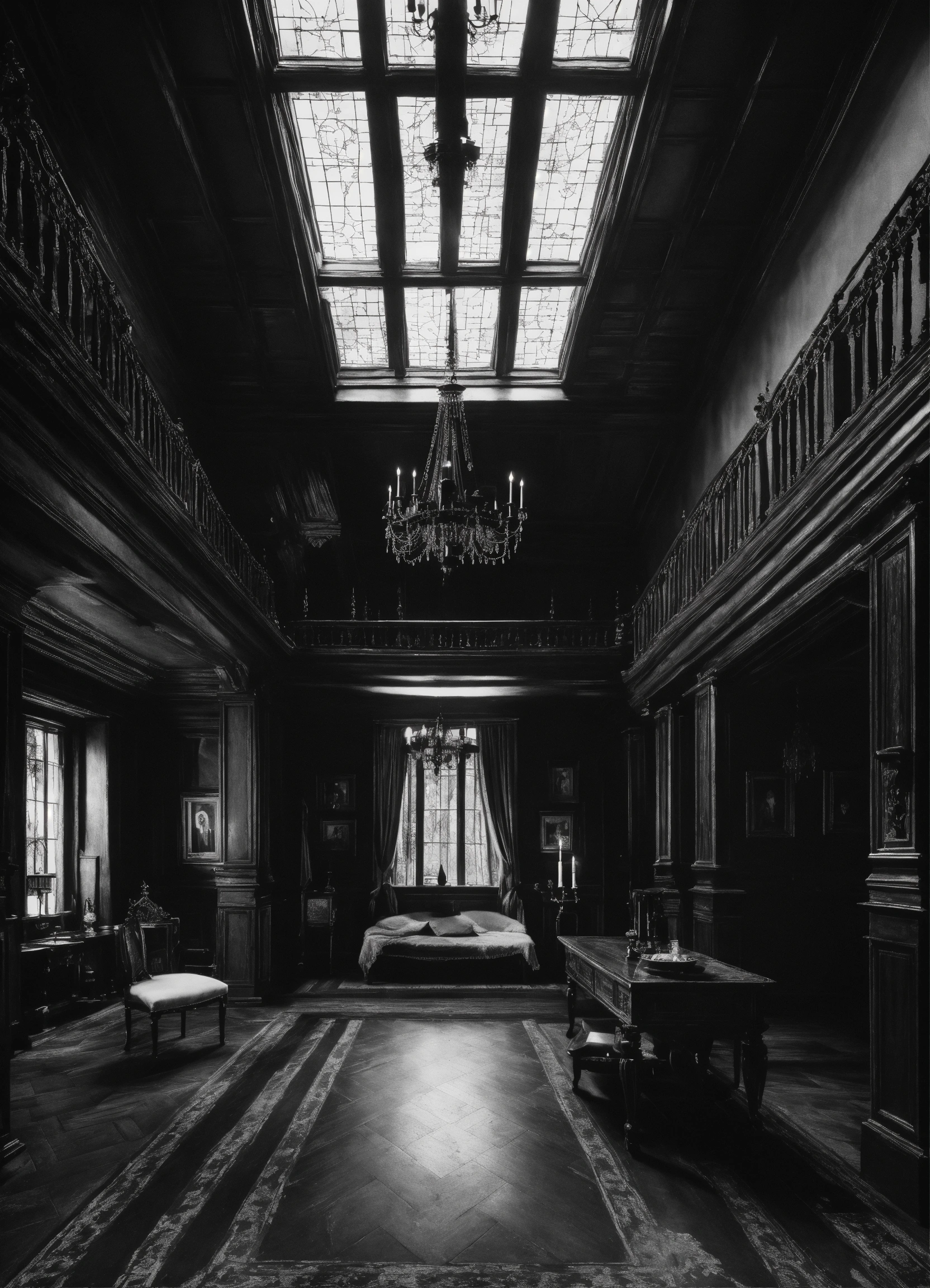 Lexica - A black and white dark vampire manor hall