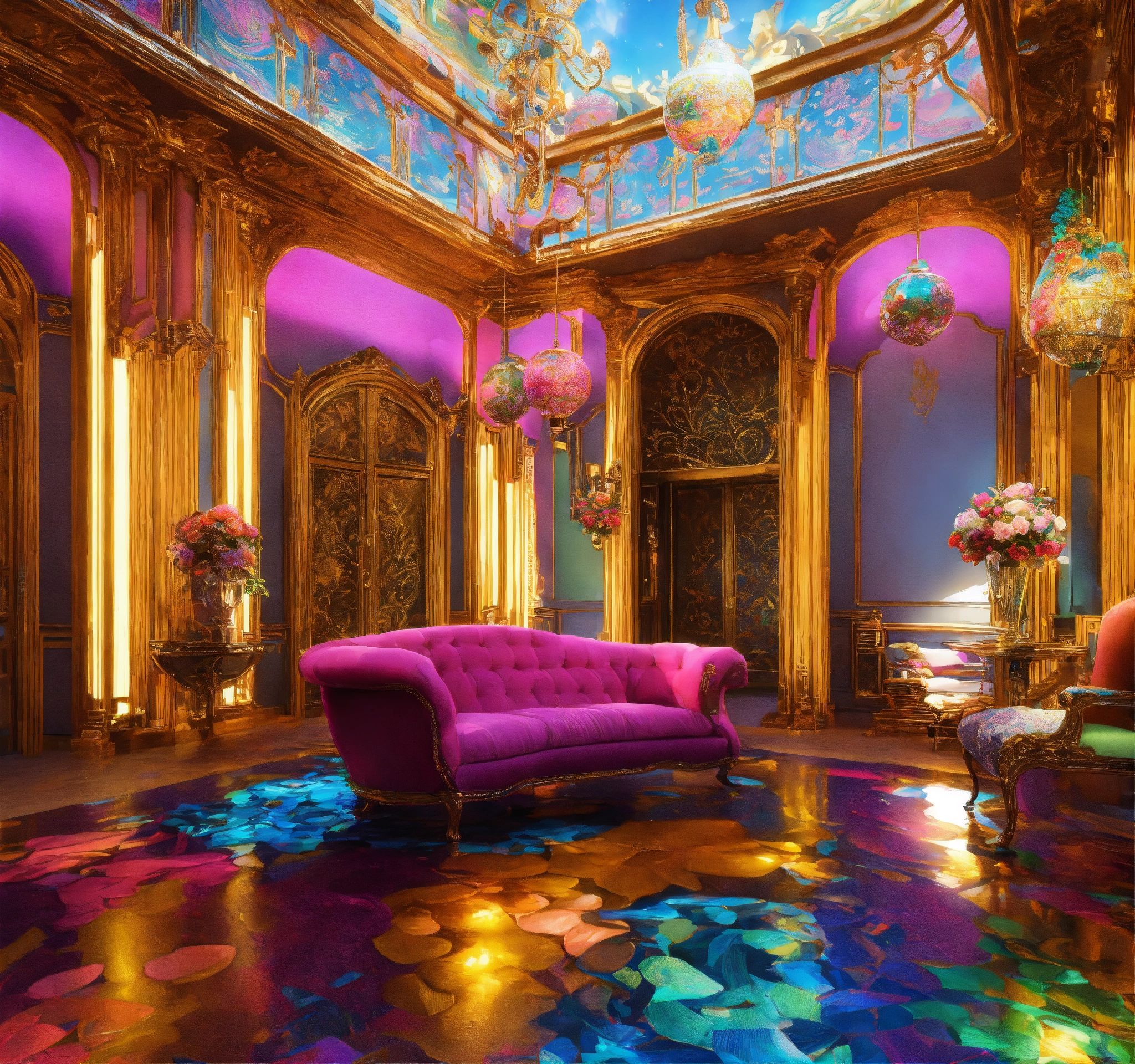 Lexica - Futuristic beautiful French mansion interior glamorous ...
